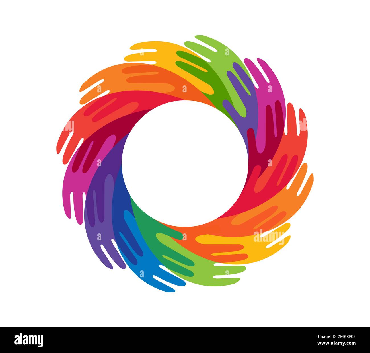 A vector illustration of Circle Multicolor Diversity Hands Vector Sign ...
