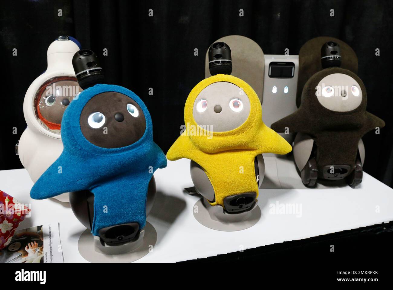 Lovot companion robots are on display at the Groove X booth during CES ...