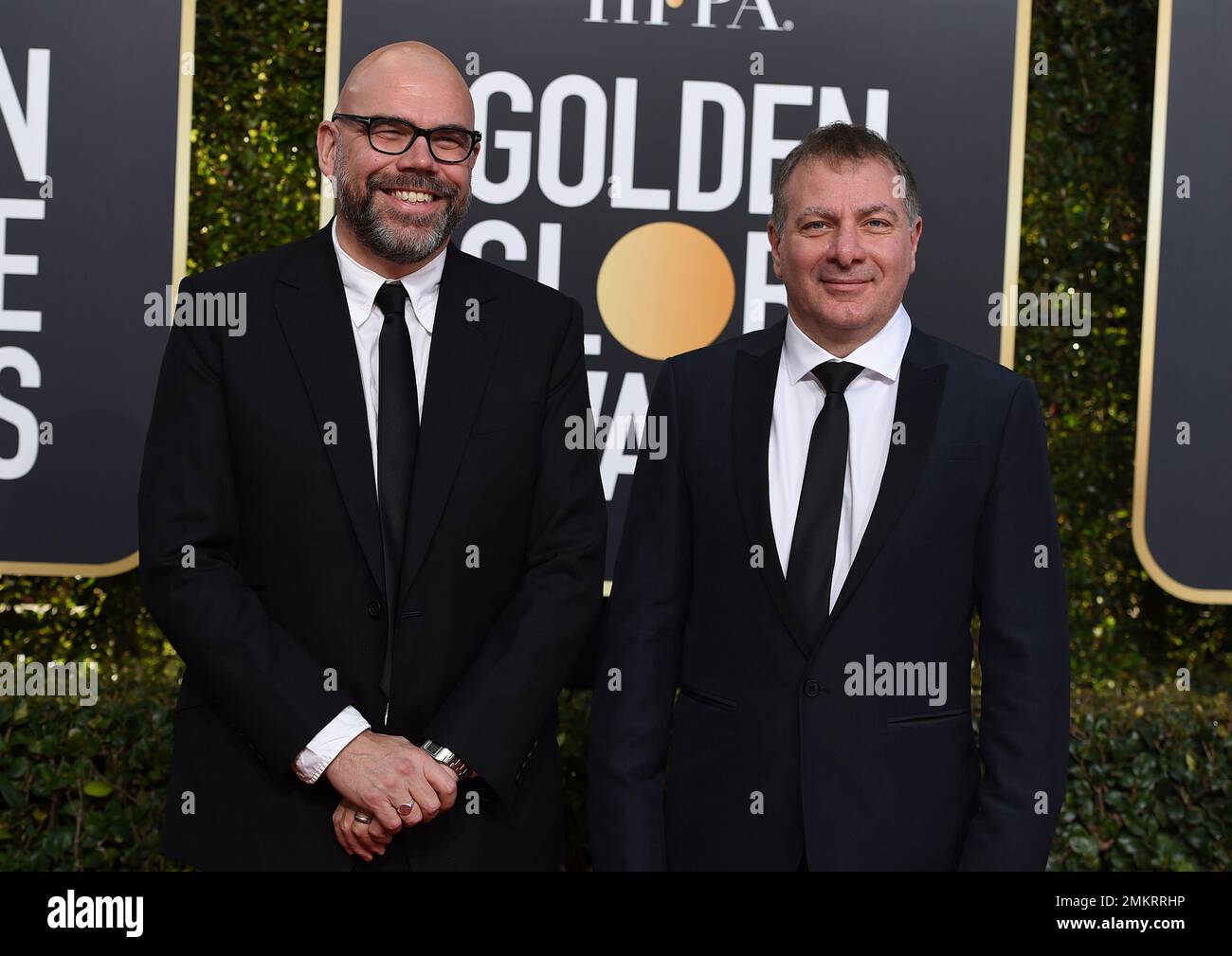 Simon Heath, left, and Jed Mercurio arrive at the 76th annual Golden ...