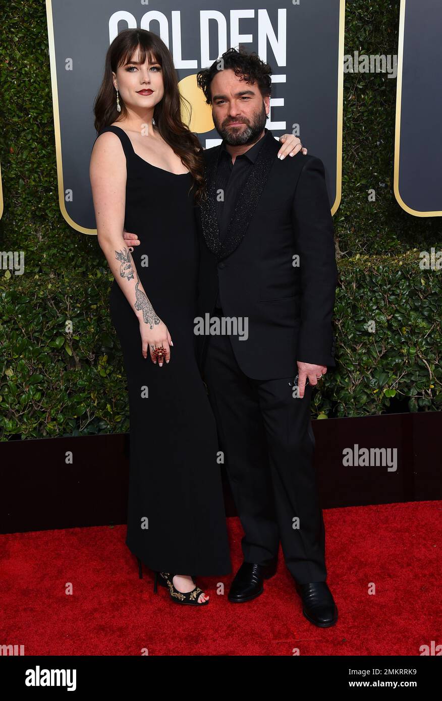 Alaina Meyer, left, and Johnny Galecki arrive at the 76th annual Golden ...