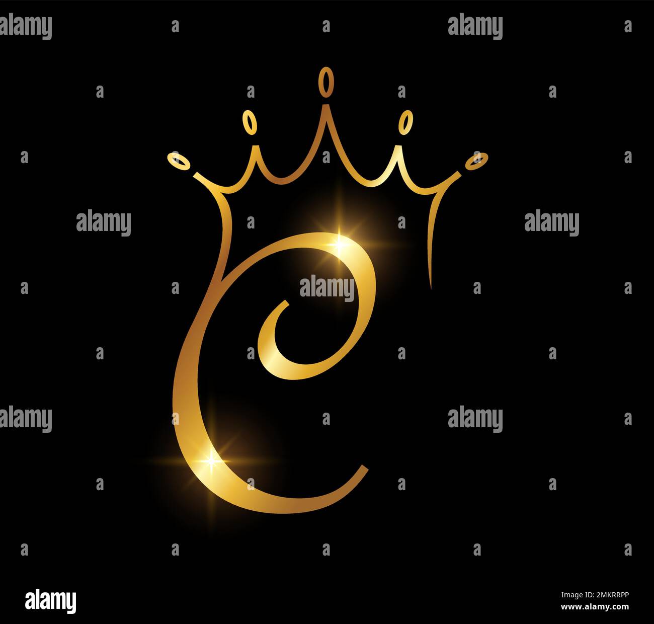 A vector illustration of Golden Crown Monogram Initial Letter C Stock ...
