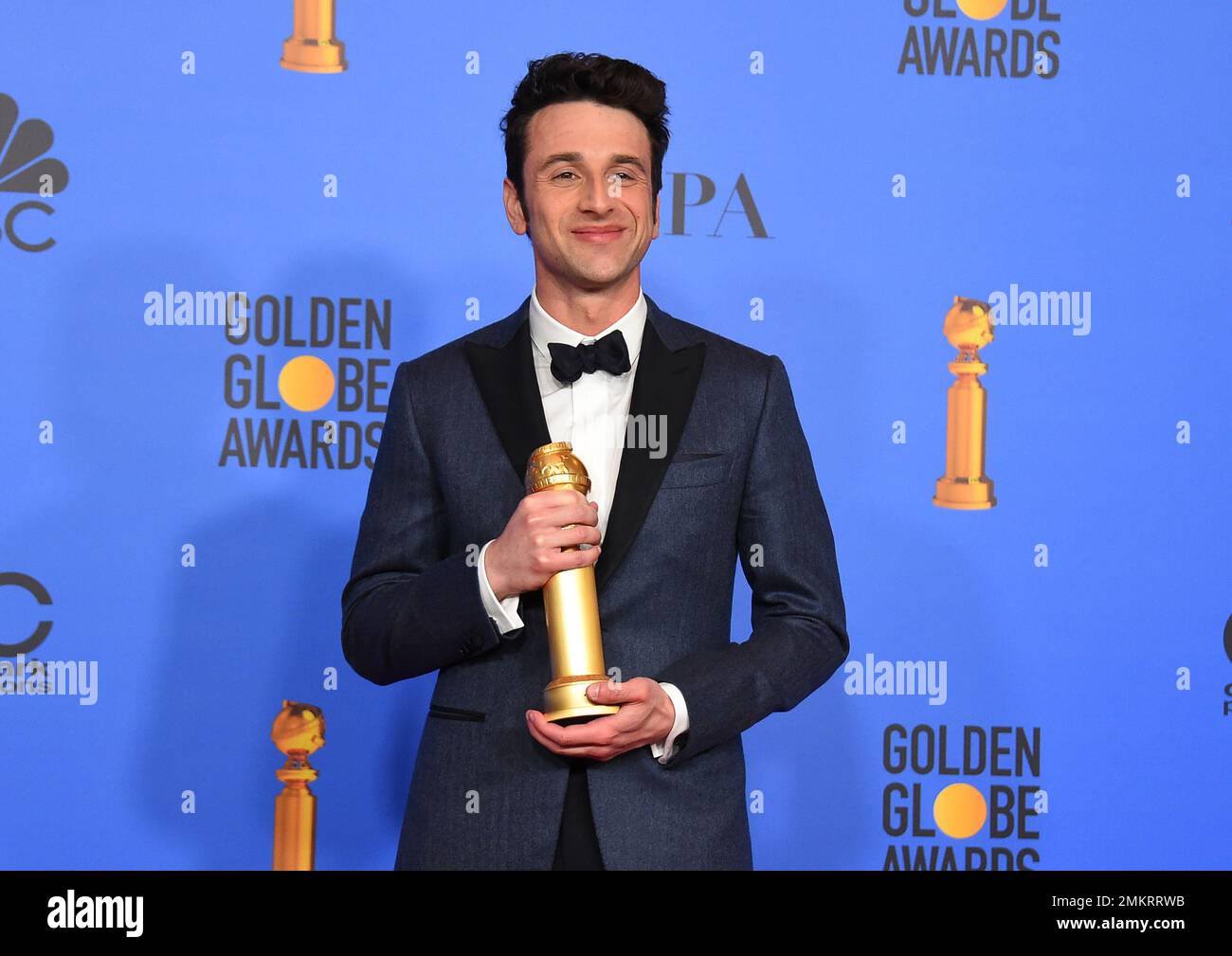 Justin Hurwitz poses in the press room with the award for best original ...