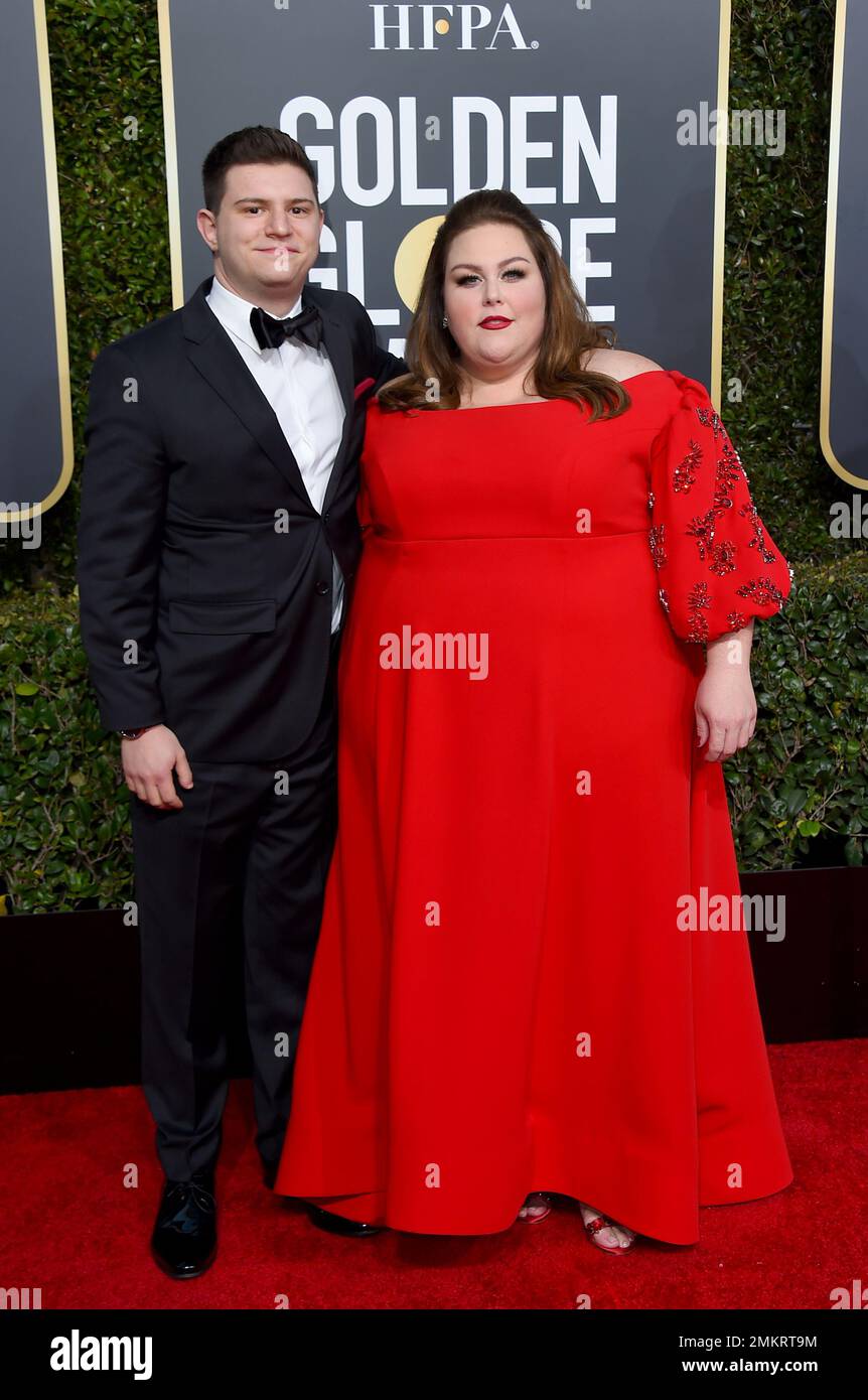 Chrissy Metz, right, and Hal Rosenfeld arrive at the 76th annual Golden ...
