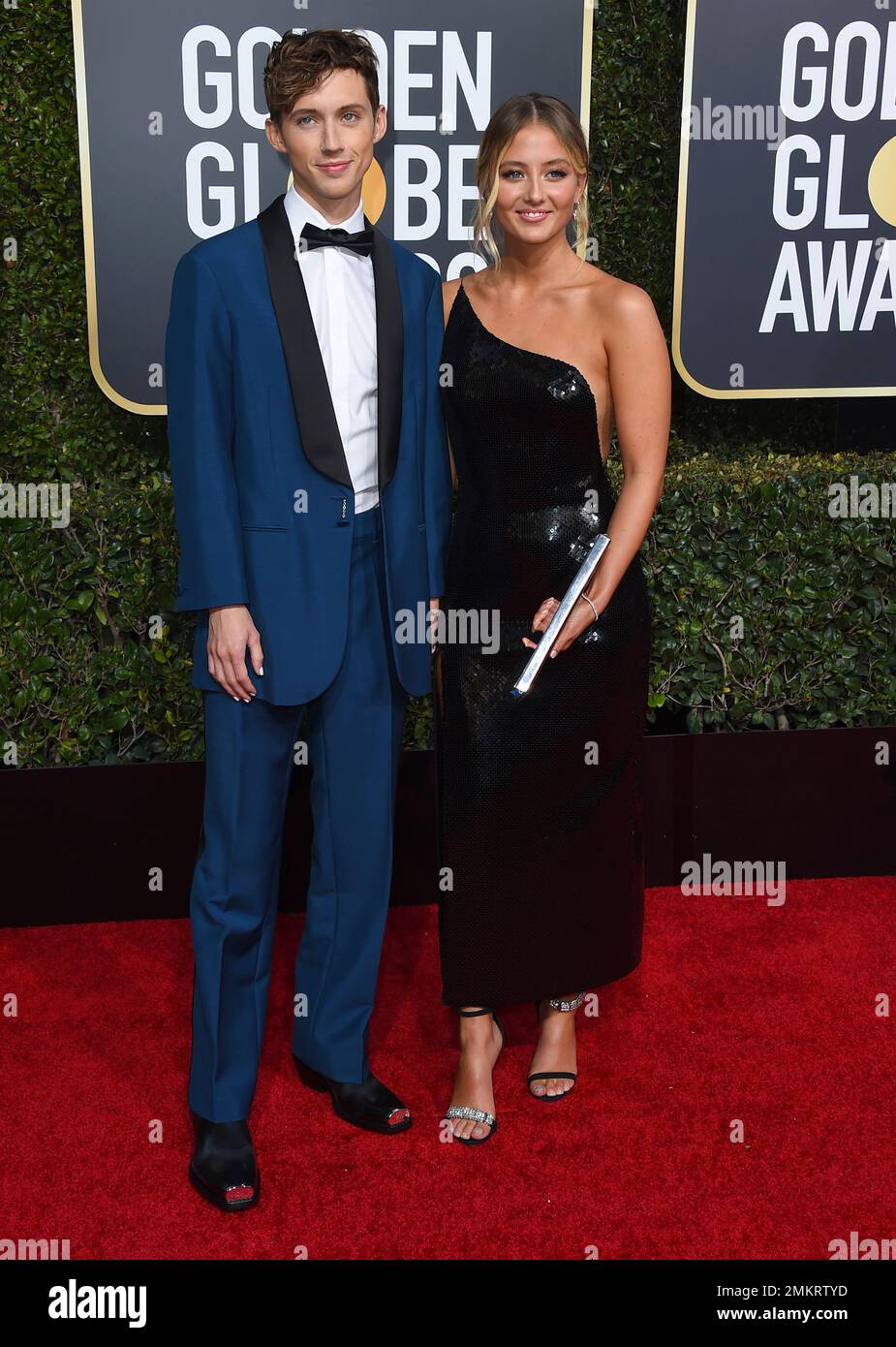 Troye Sivan, left, and Sage Sivan arrive at the 76th annual Golden ...