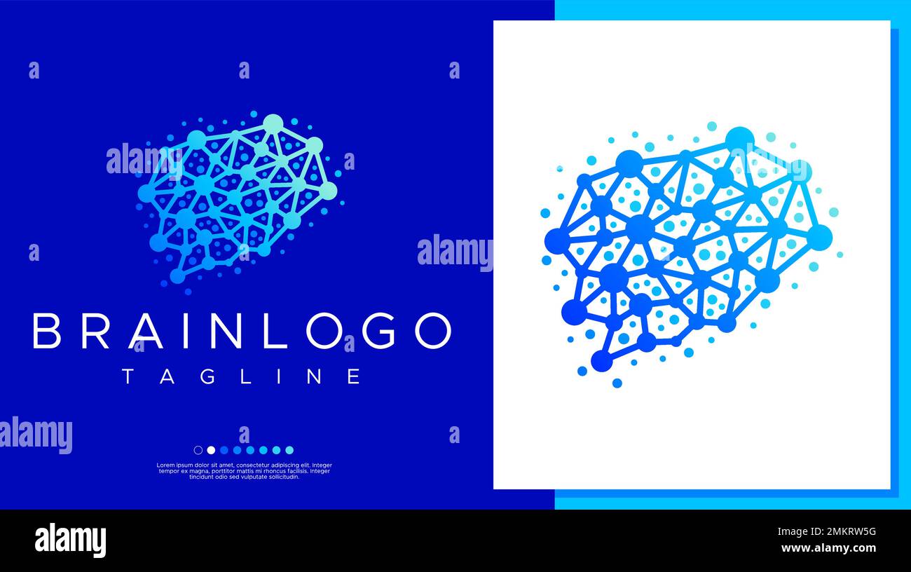 Pixel brain logo design template. Network brain logo vector Stock Vector Image & Art - Alamy