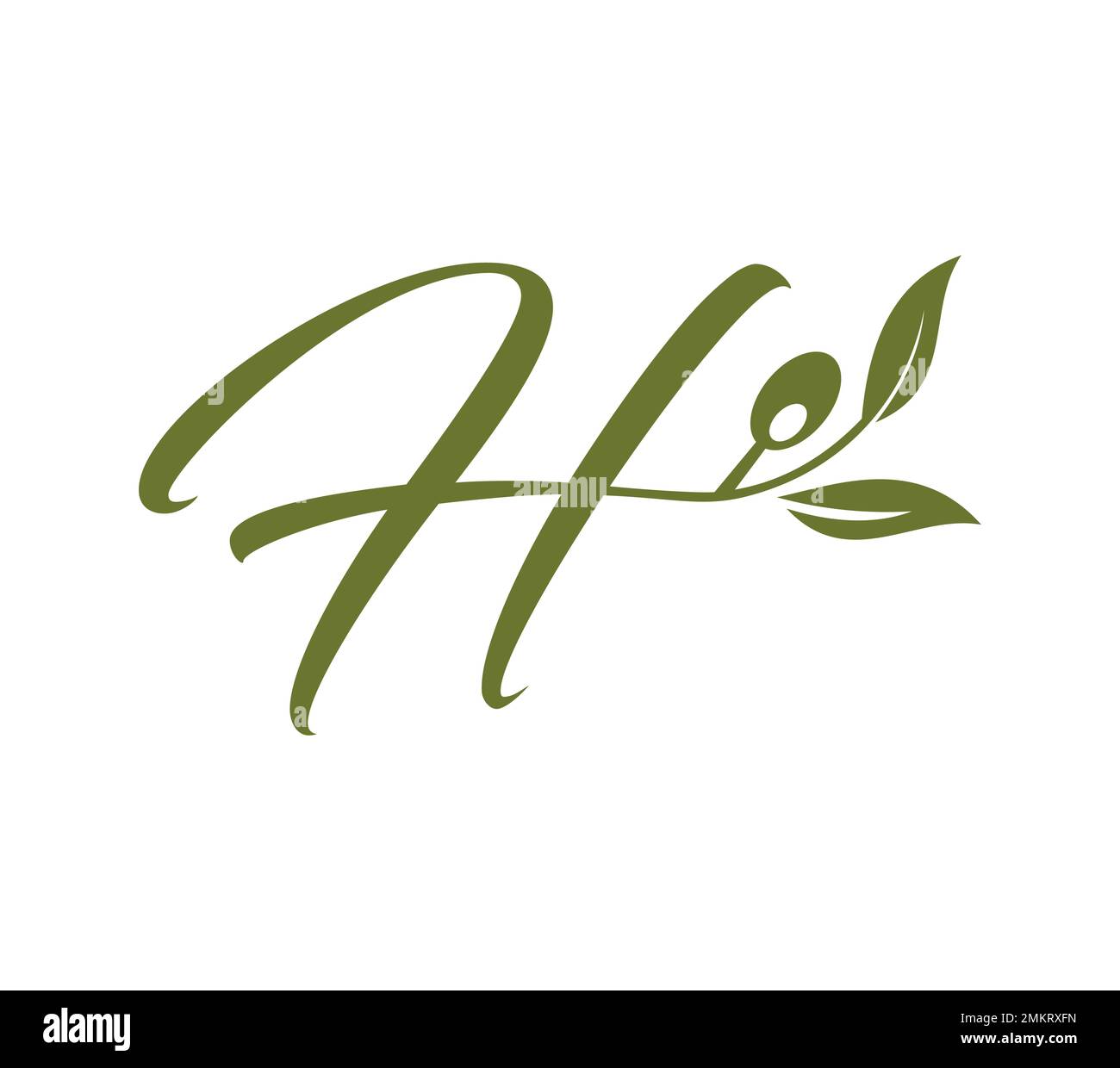 A vector illustration of Grape Vine Monogram Initial Logo Letter H ...