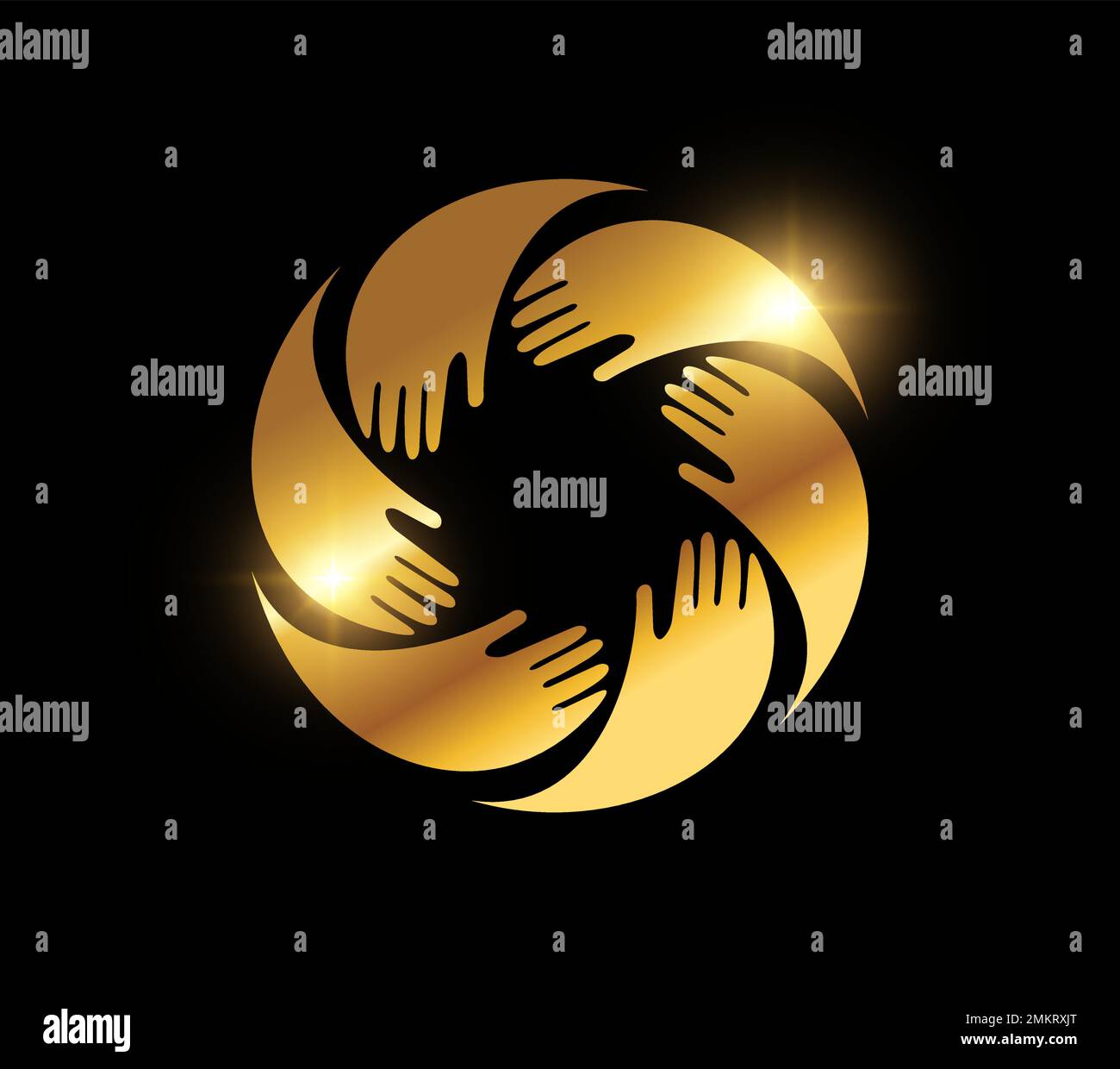 A vector illustration of Golden Circle hand Logo Sign Stock Vector ...