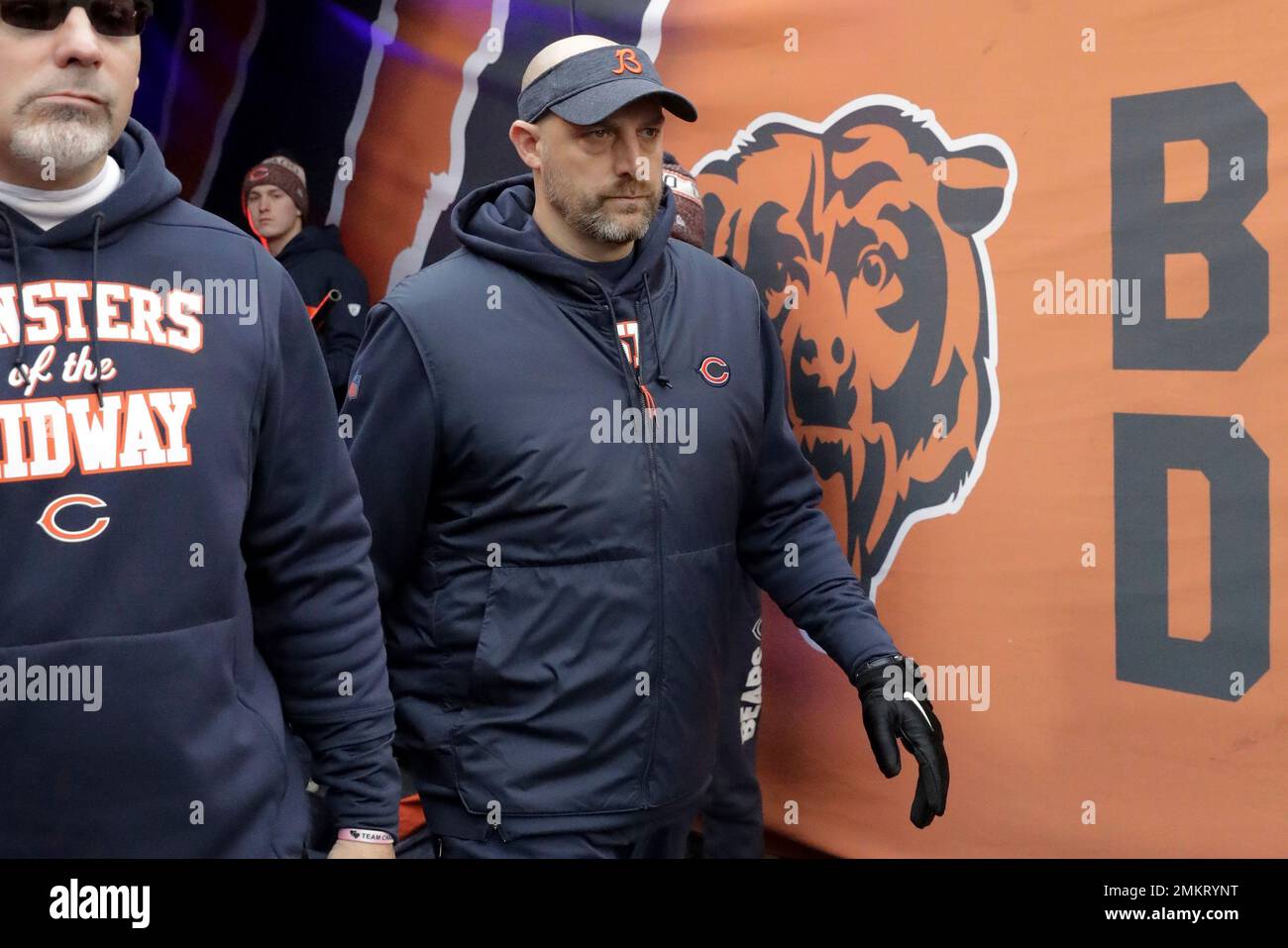 Chicago Bears head coach Matt Nagy walks out to the field before an NFL ...