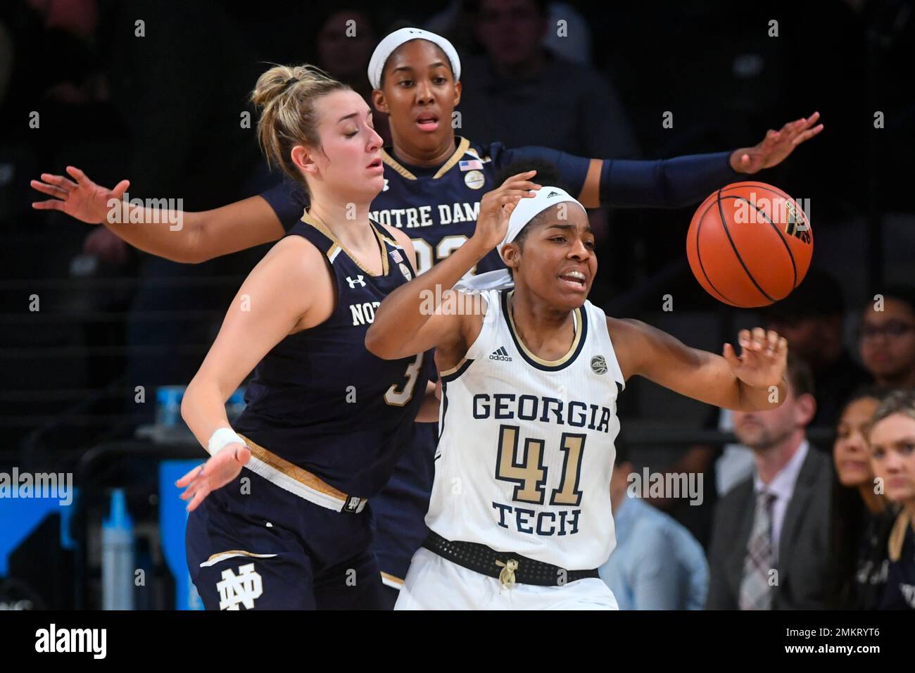 Georgia Tech guard Kierra Fletcher (41) loses control of the ball as ...