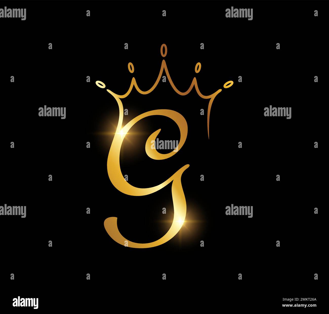 A vector Illustration of Golden Crown Monogram Logo Initial Letter G ...