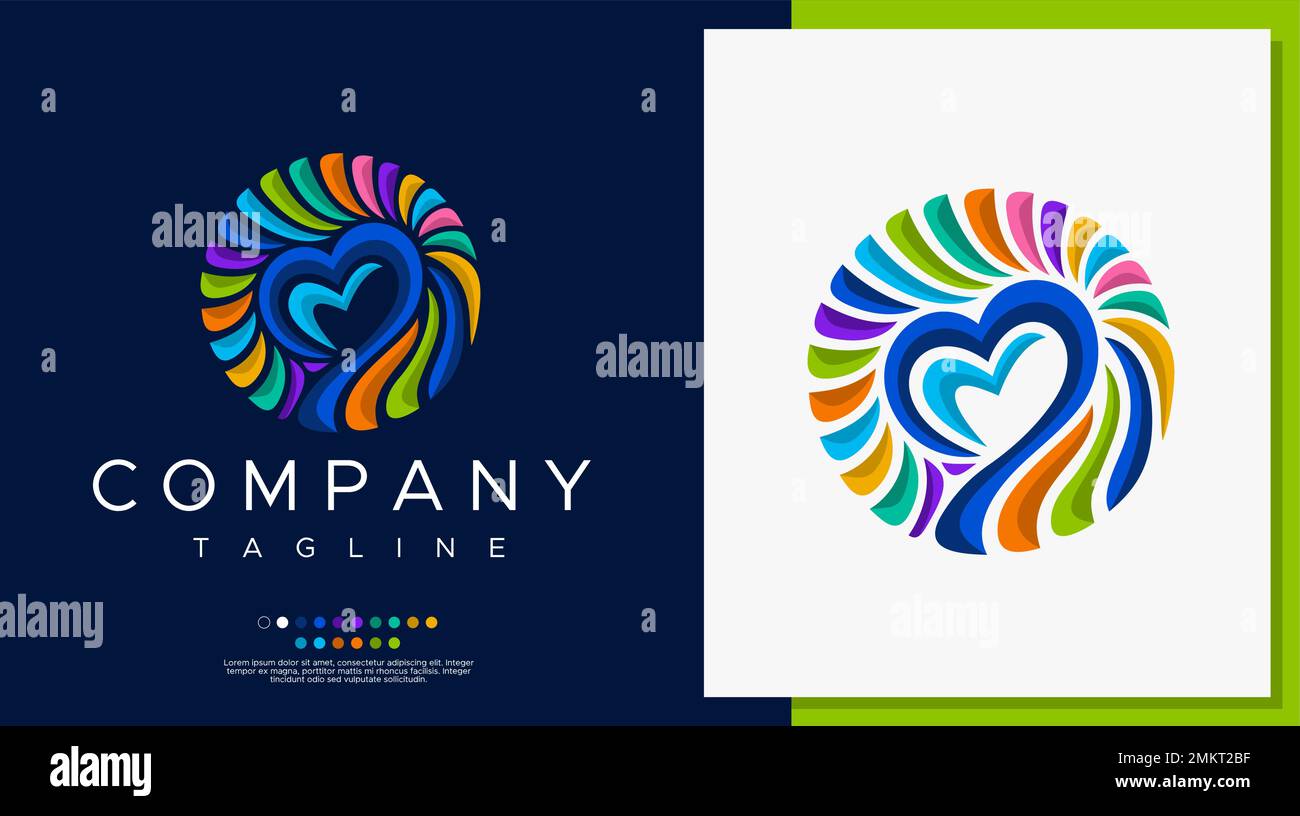 Circle heart logo design template. Colorful heart logo design Stock ...