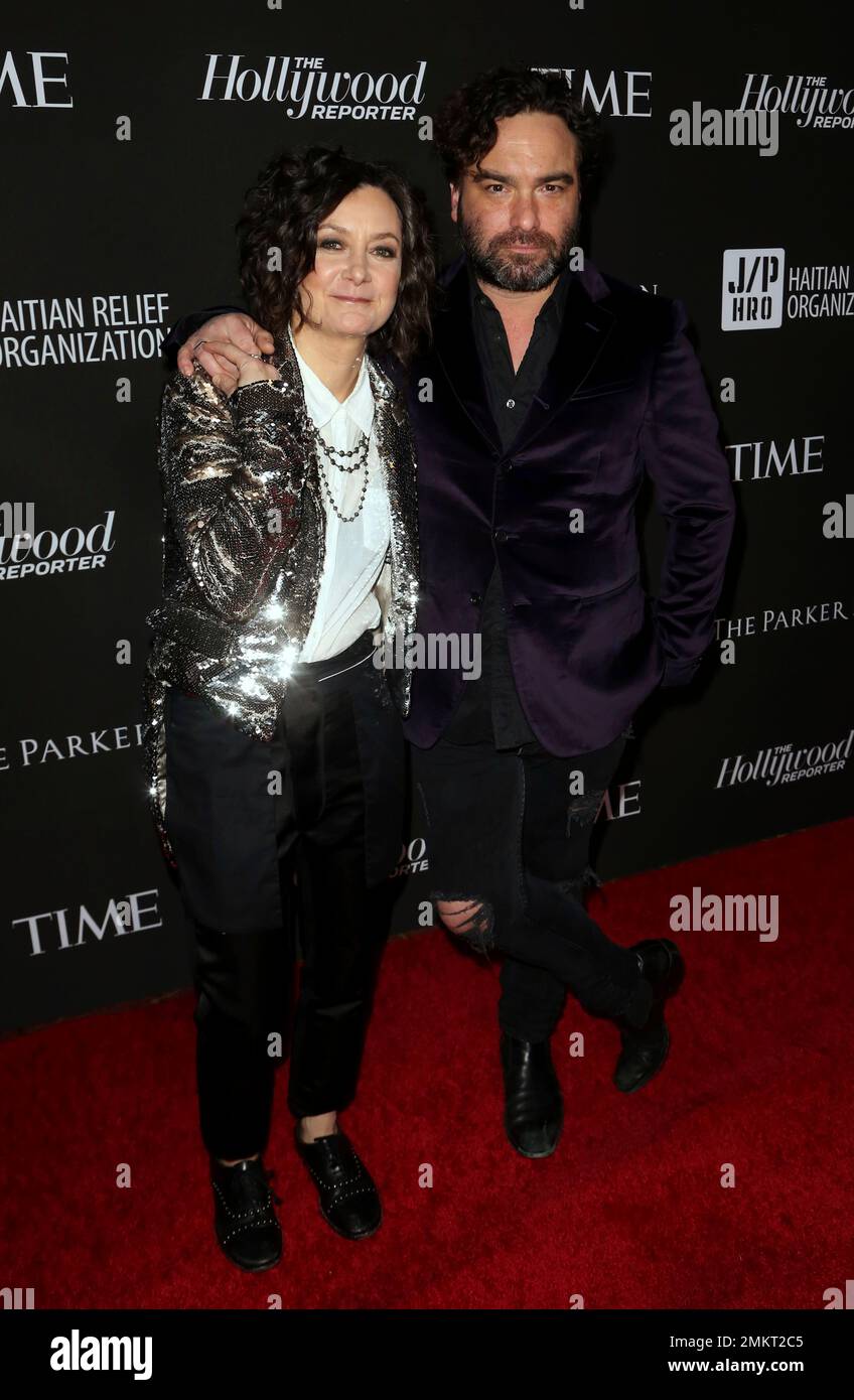 Johnny Galecki, left, and Sara Gilbert arrive at the 2019 Sean Penn J/P ...