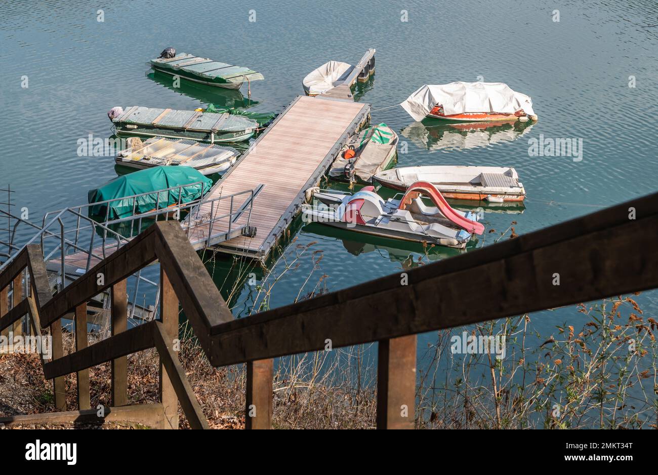 Lake Ledro (Ledro Valley) and the surrounding mountains on a clear ...