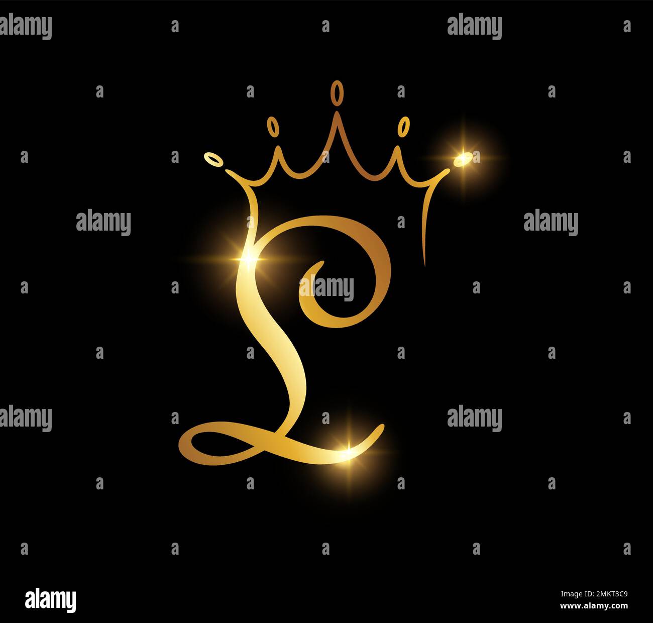 A vector illustration of Golden Crown Monogram Logo Initial Letter L ...