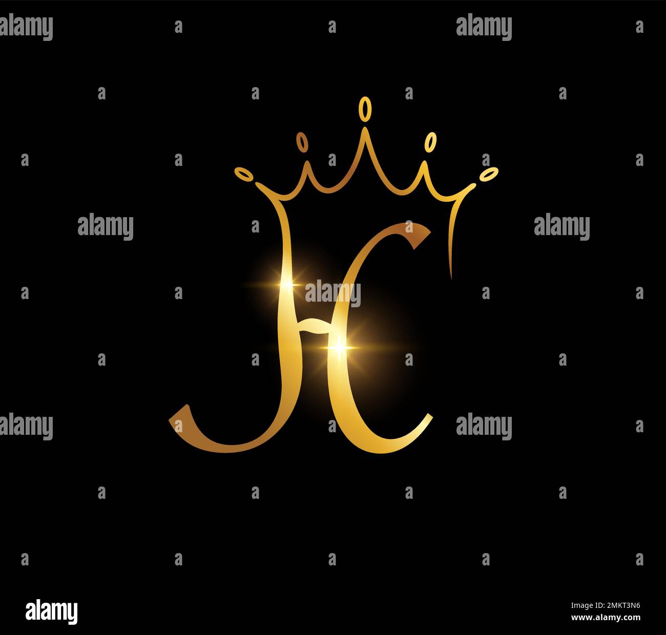 A vector illustration of Golden Crown Monogram Logo Initial Letter H ...