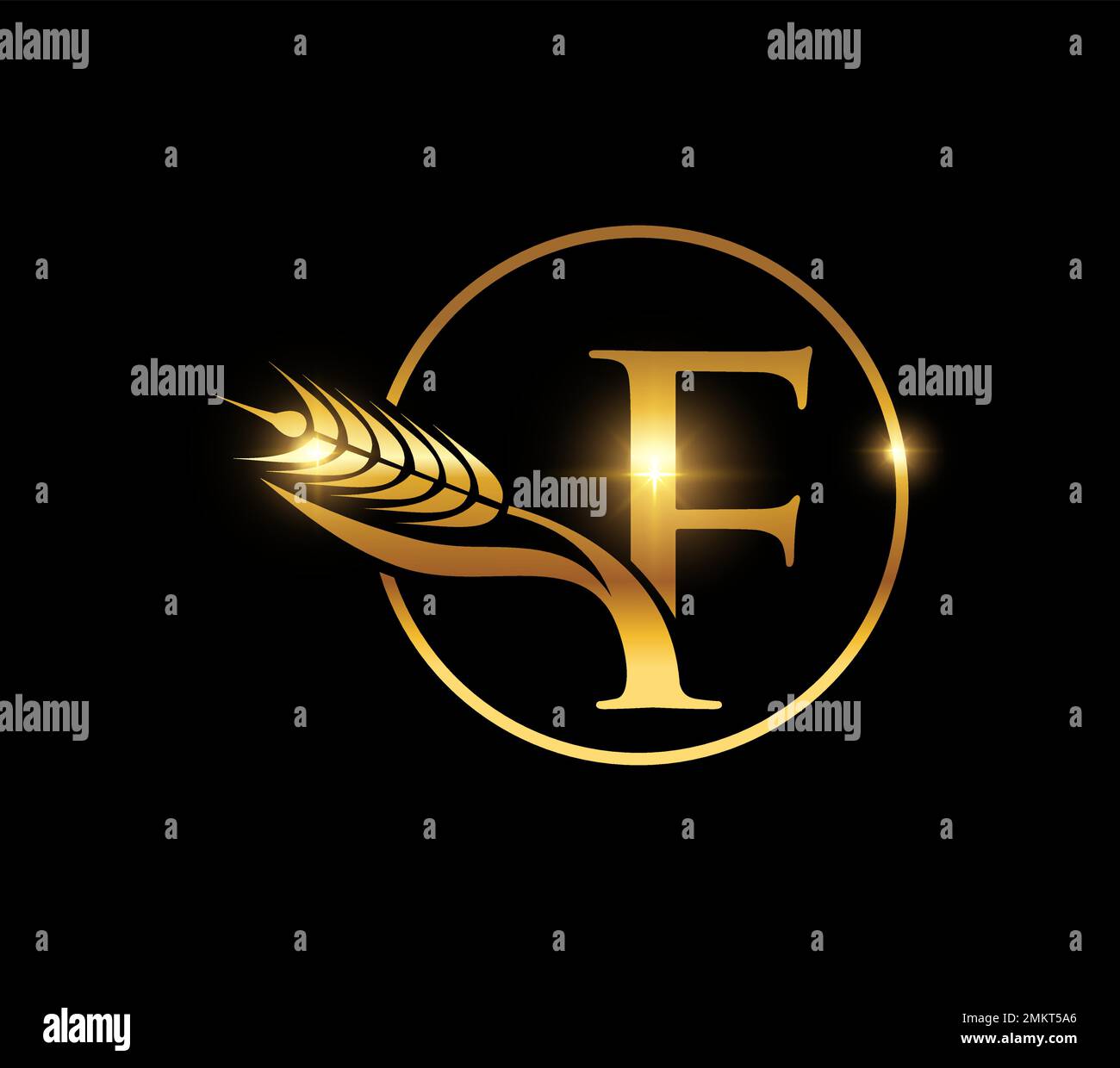 A vector illustration of Golden Wheat Grain Monogram Initial Letter F Stock Vector Image & Art ...