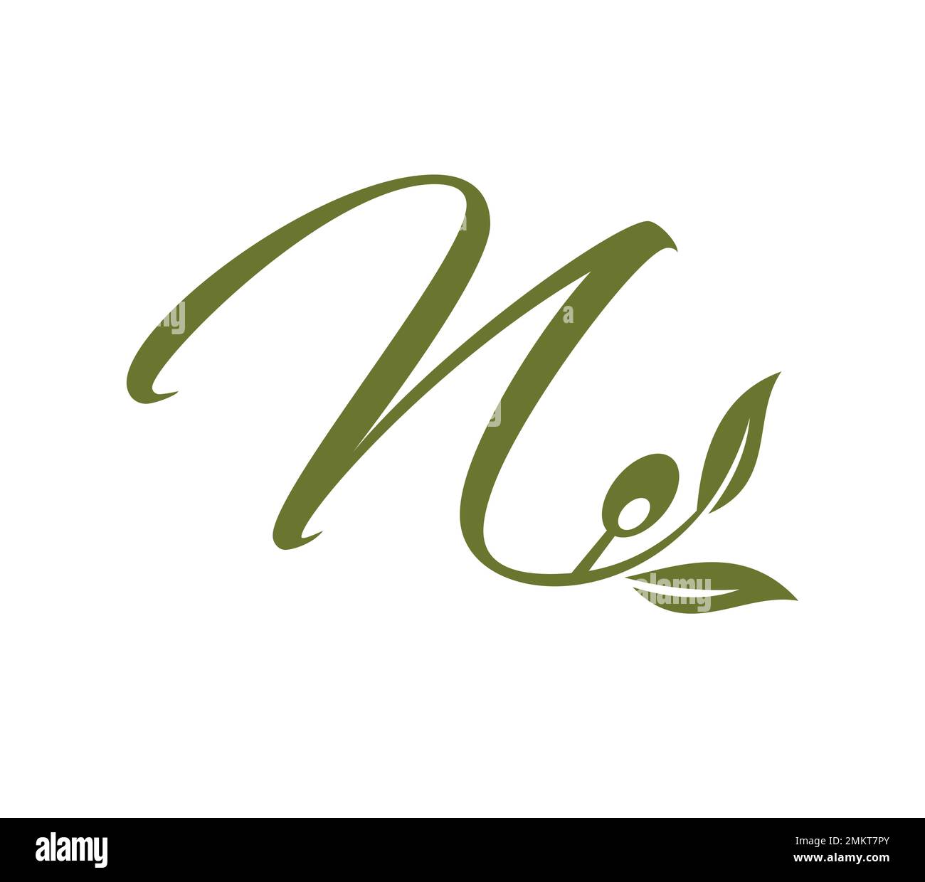 A vector illustration of Grape Vine Monogram Initial Logo Letter N ...