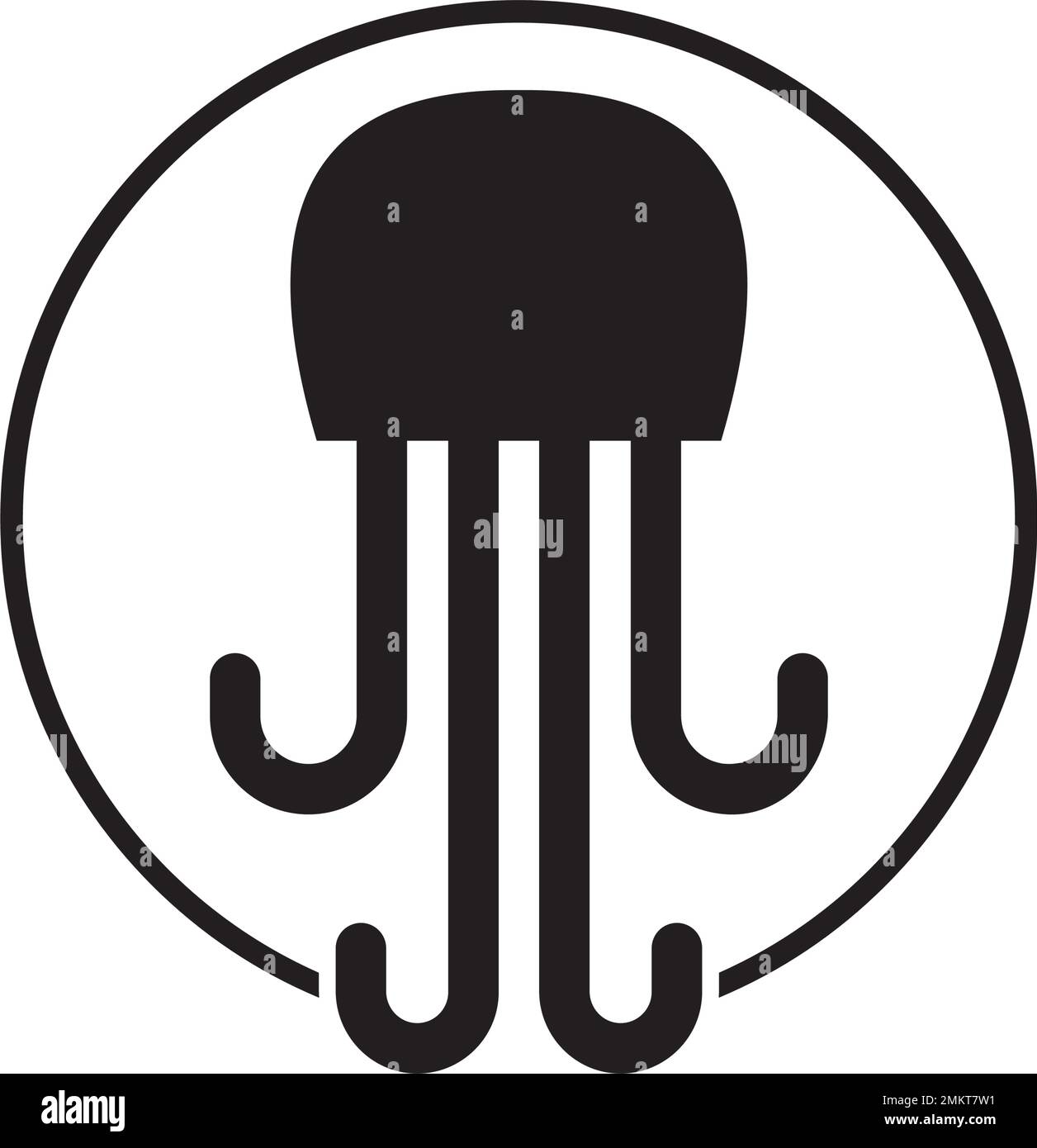 Jellyfish cartoon illustration Black and White Stock Photos & Images ...