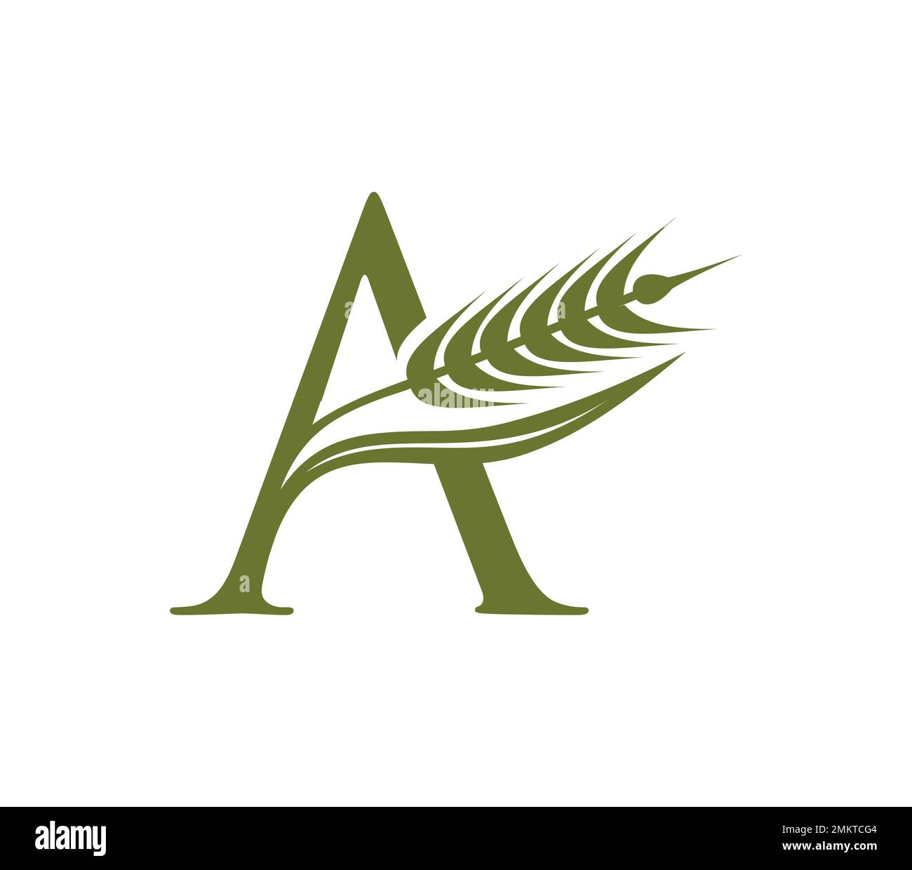 Wheat Grain Monogram Vector Illustration Initial Logo Letter A Stock ...