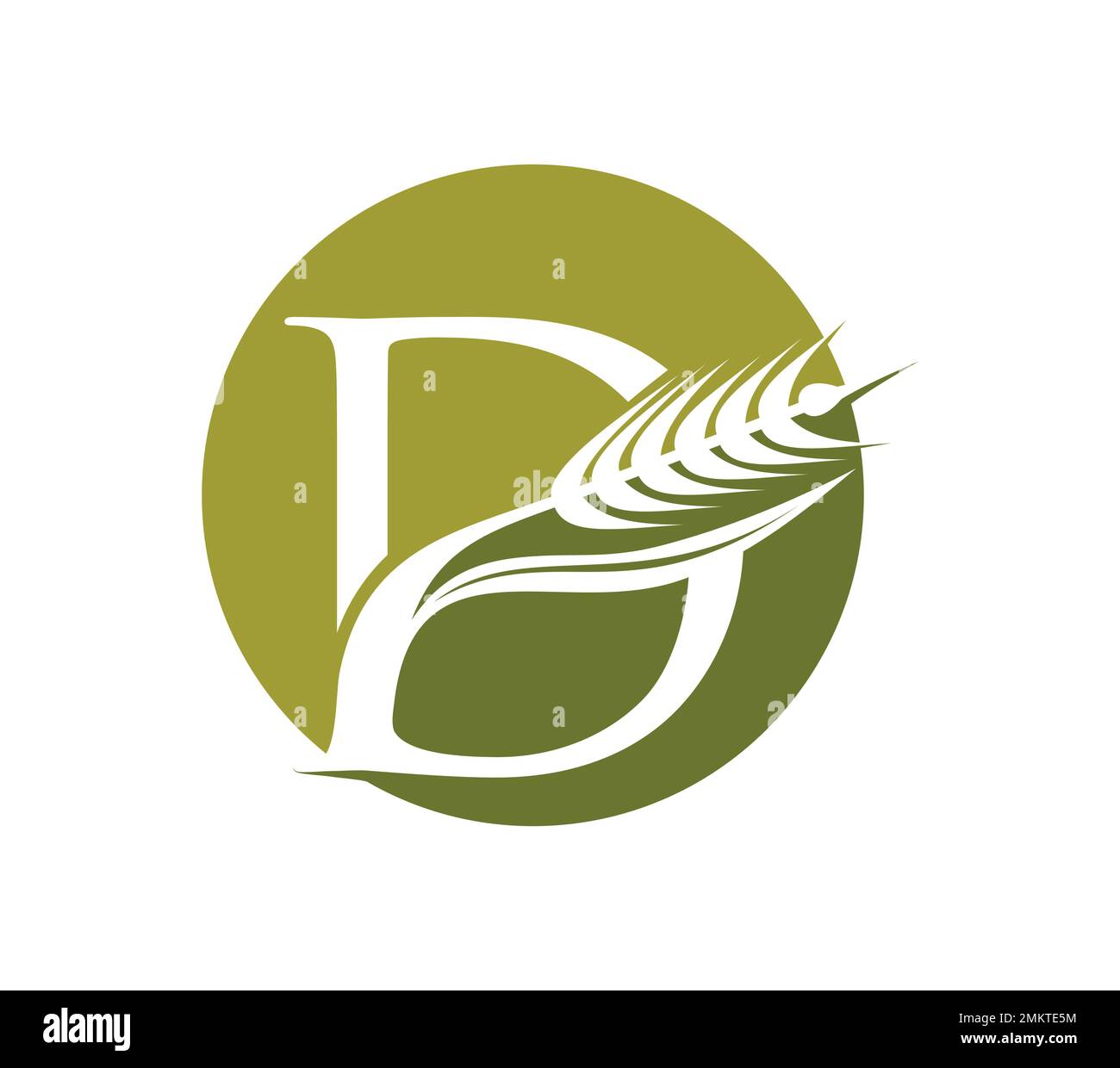 Wheat Grain Monogram Vector Illustration Initial Logo Letter D Stock ...