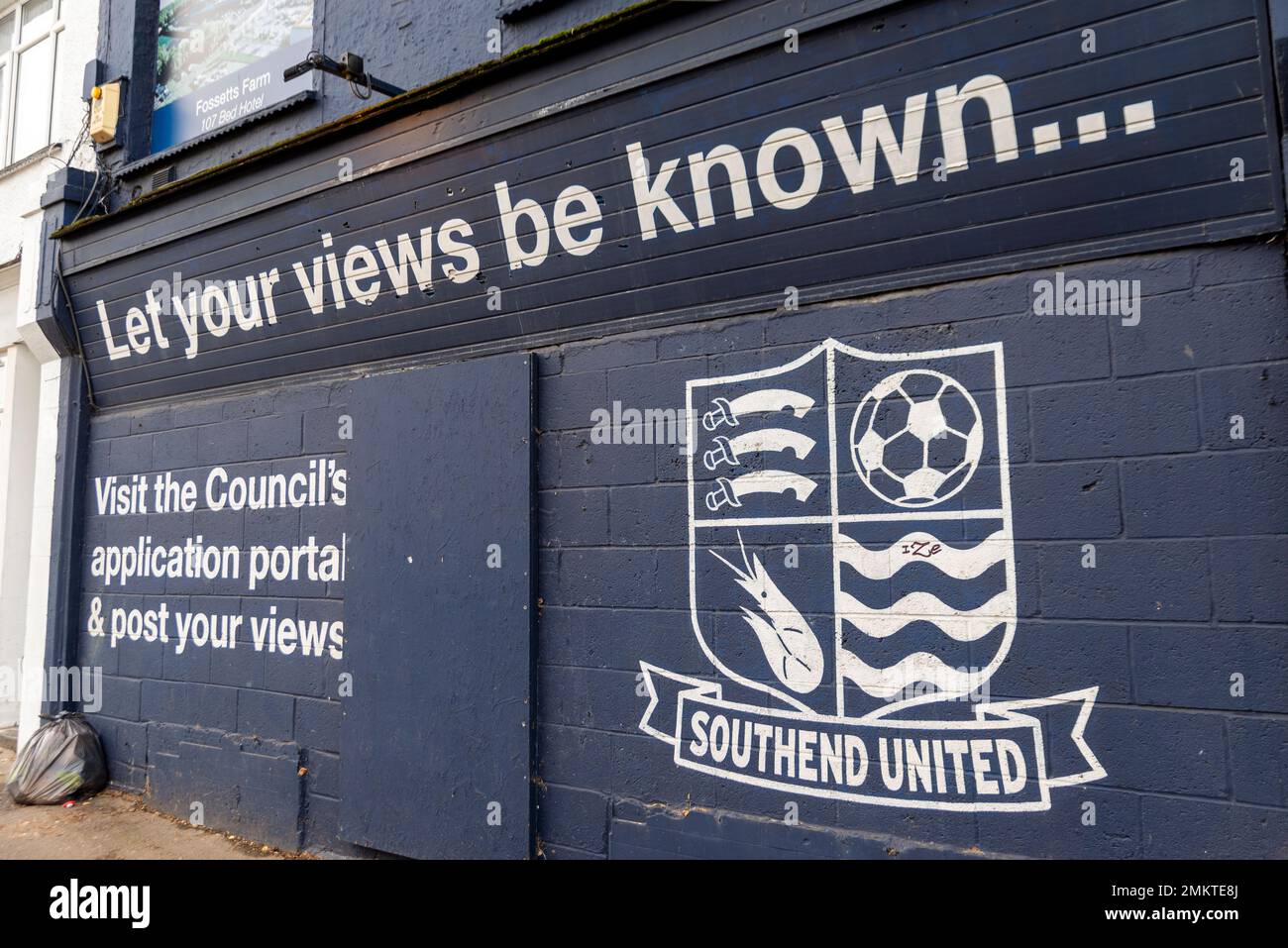 Let your views be known message at Roots Hall stadium of Southend Utd ...