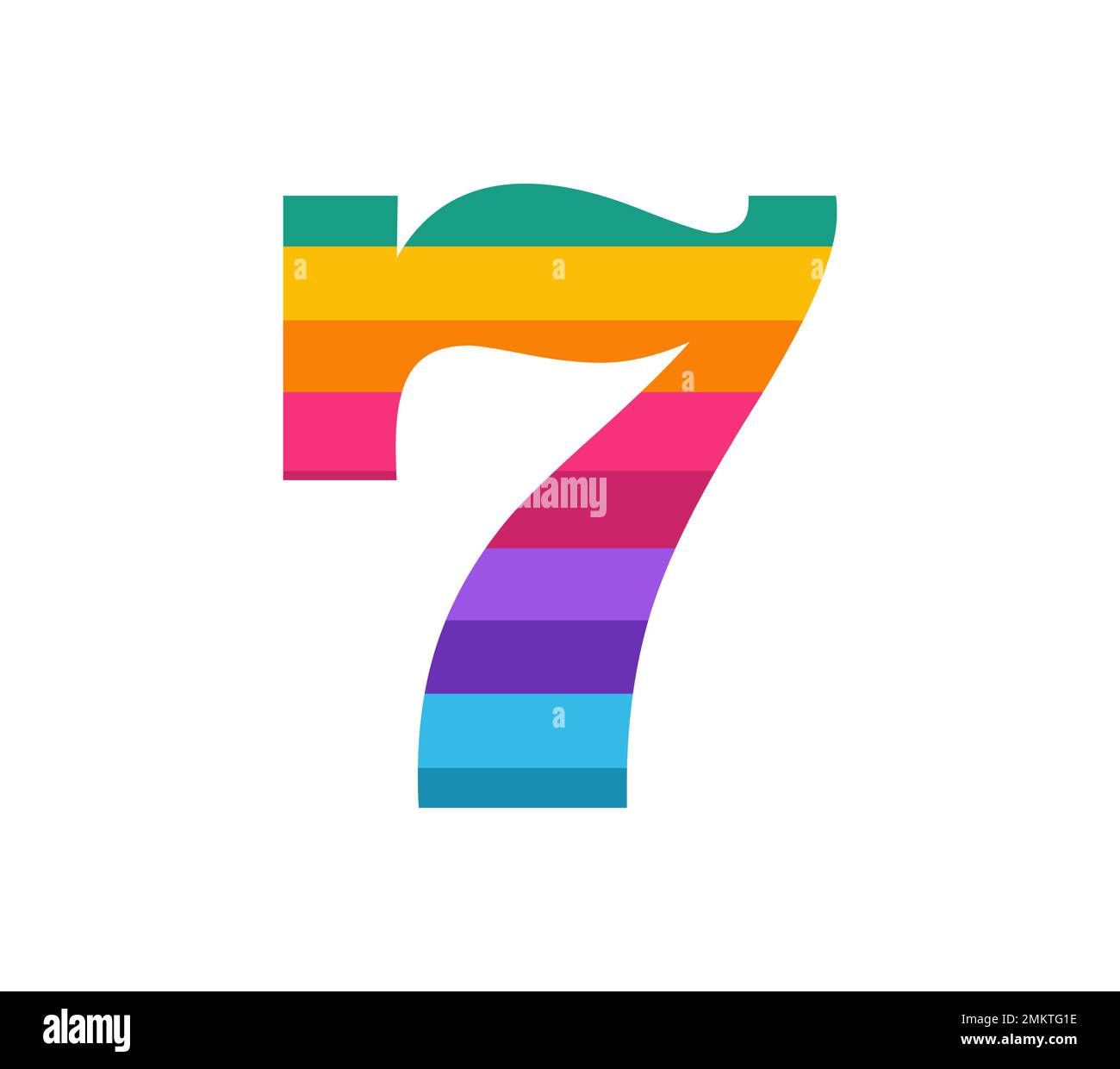 A vector illustration of numerical number seven or 7 in multiple colors ...