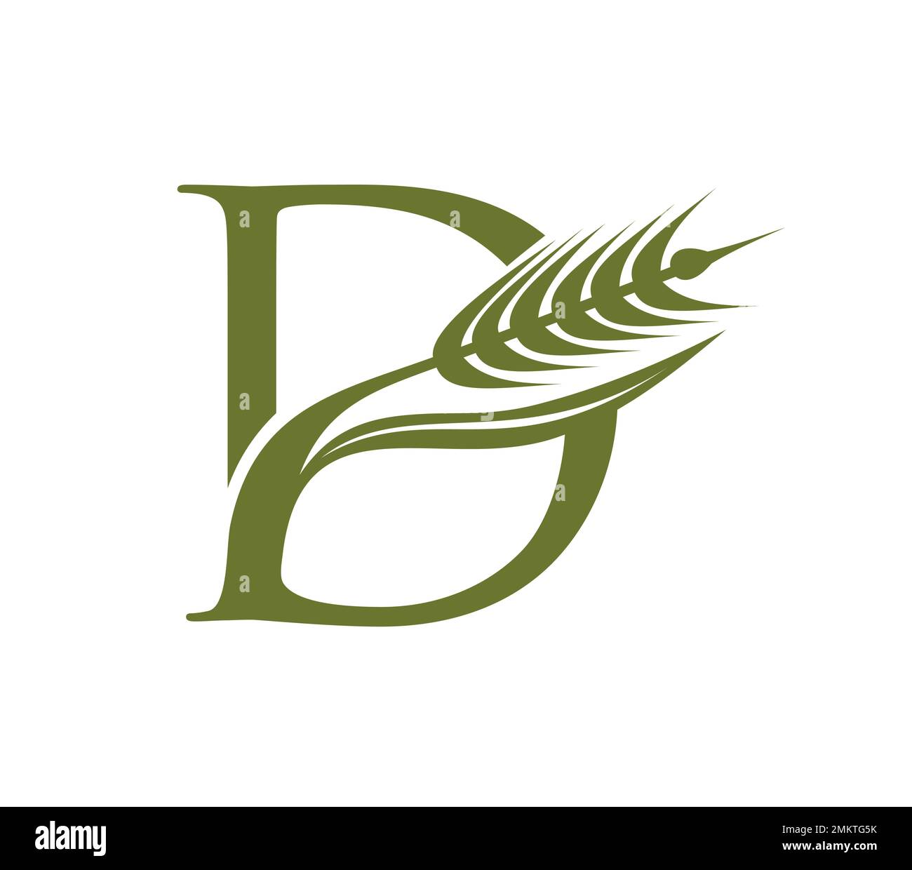 Wheat Grain Monogram Vector Illustration Initial Logo Letter D Stock ...