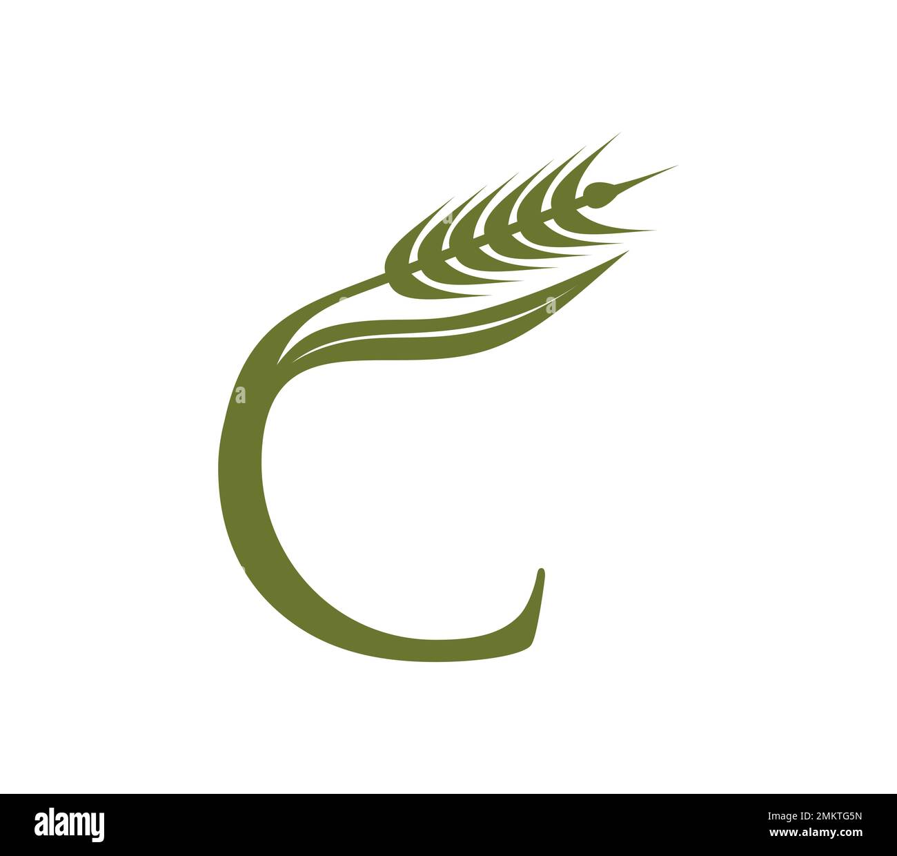 Wheat Grain Monogram Vector Illustration Initial Logo Letter C Stock ...