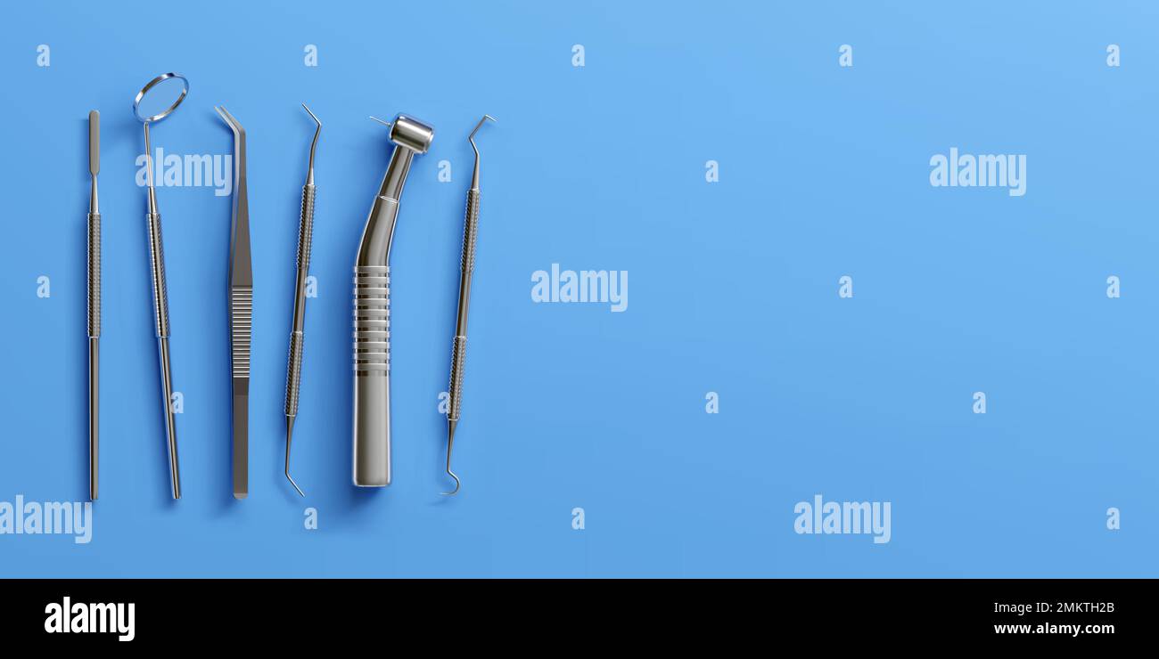 3d realistic professional dental tools set for dentistry inspection ...