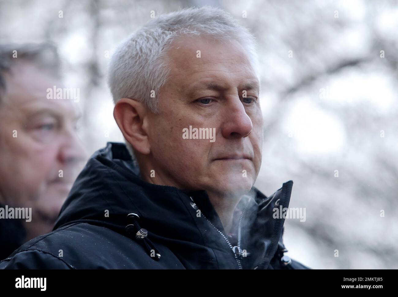 Local mayor Sergey Berdnikov visits the scene of the collapsed apartment building in ...