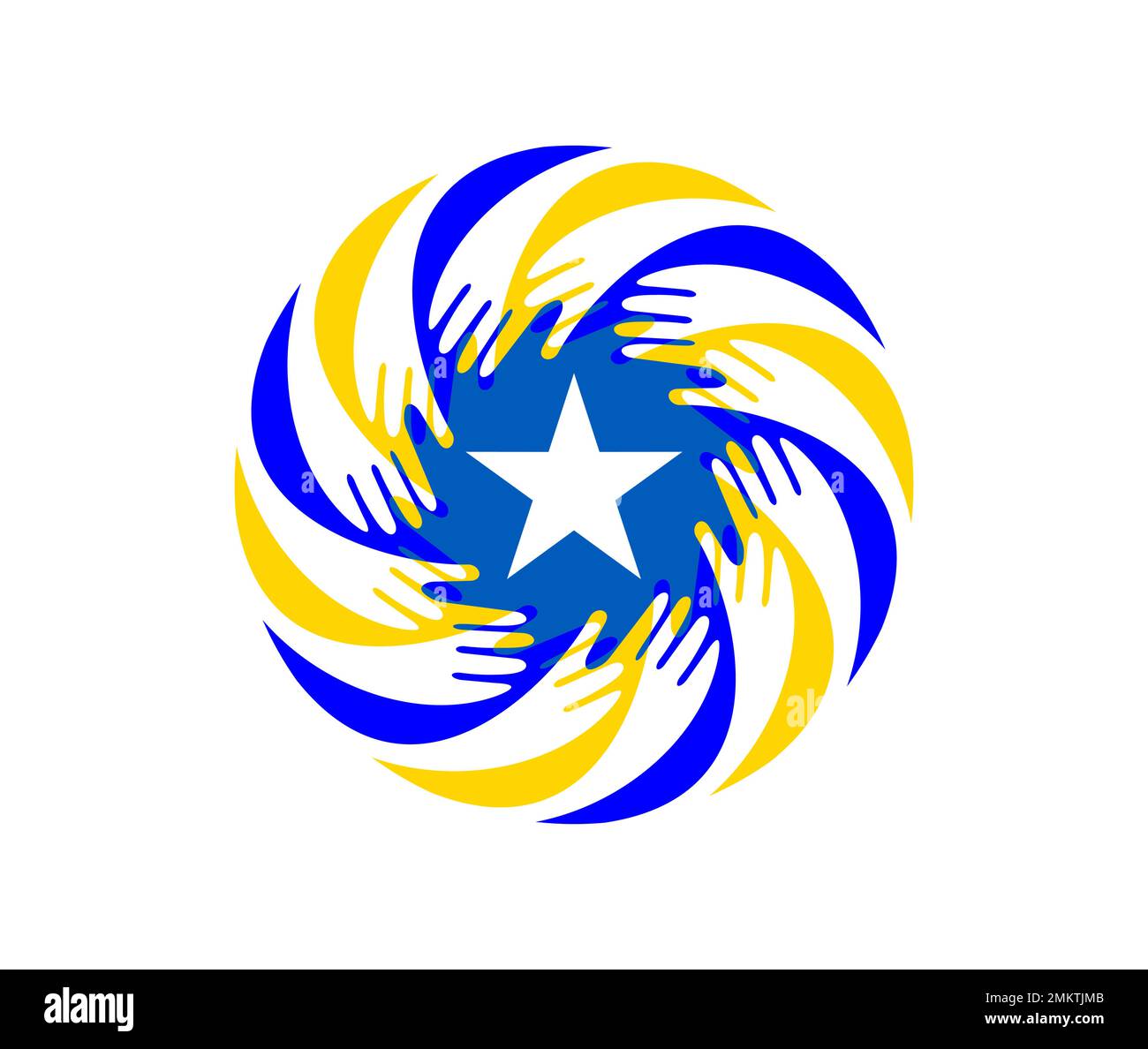 A vector illustration of Circle hand with star for Stand with Ukraine ...