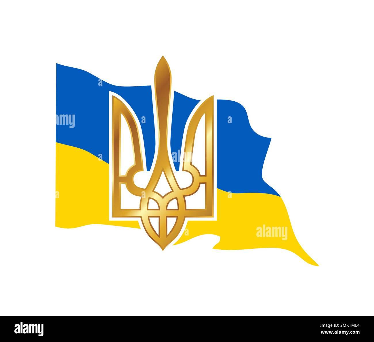 Vector illustration of Trident, Stand with Ukraine flag Sign Stock ...