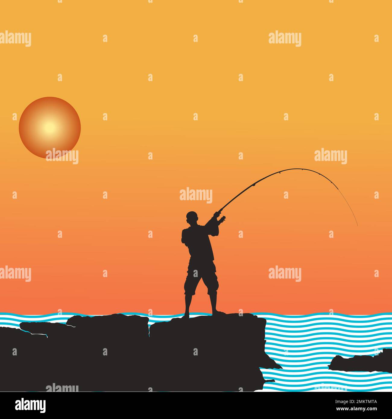 Fishing pole fisherman Stock Vector Images - Alamy