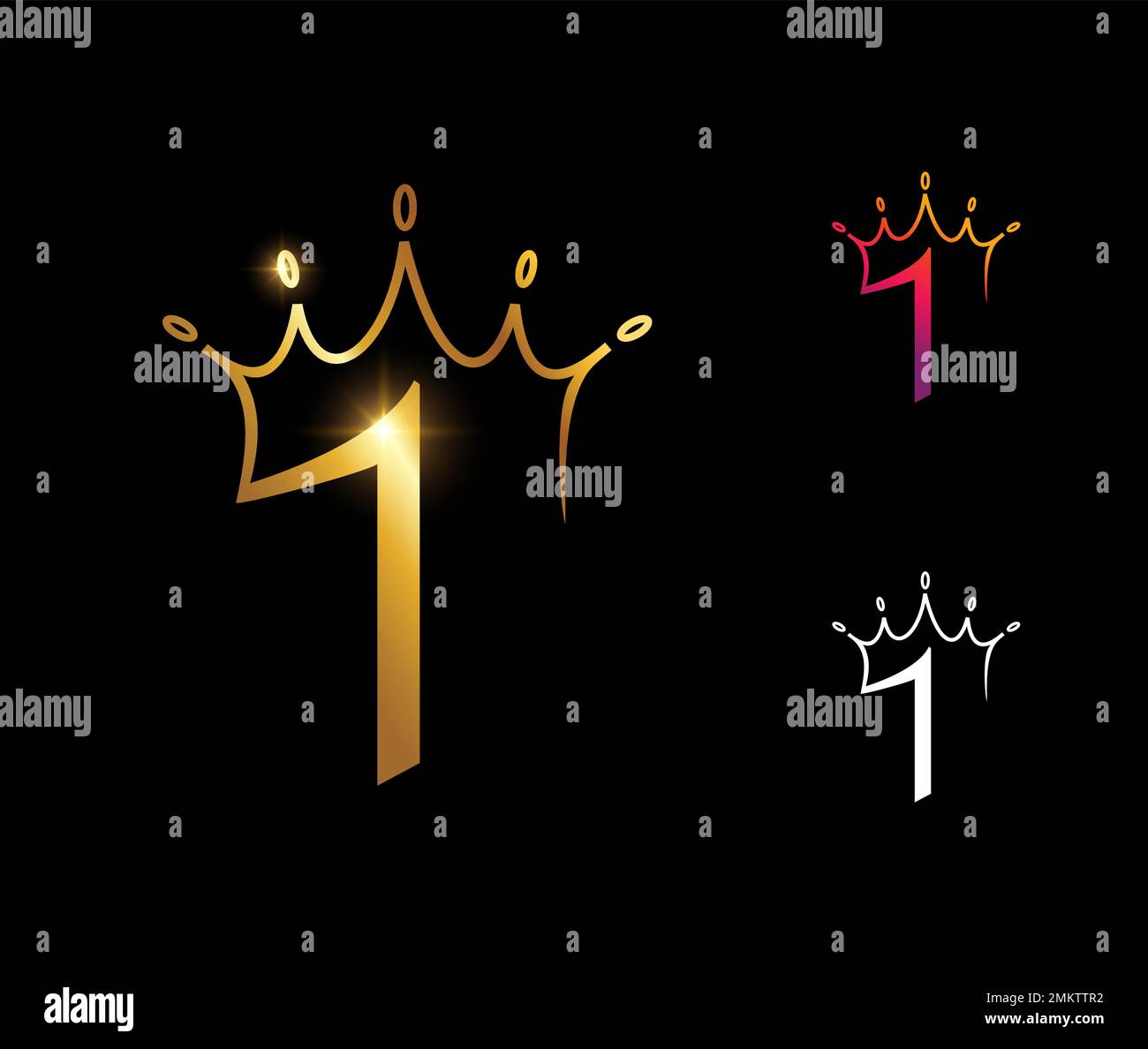 A vector illustration set of Golden Luxury Crown Monogram Number 1 ...