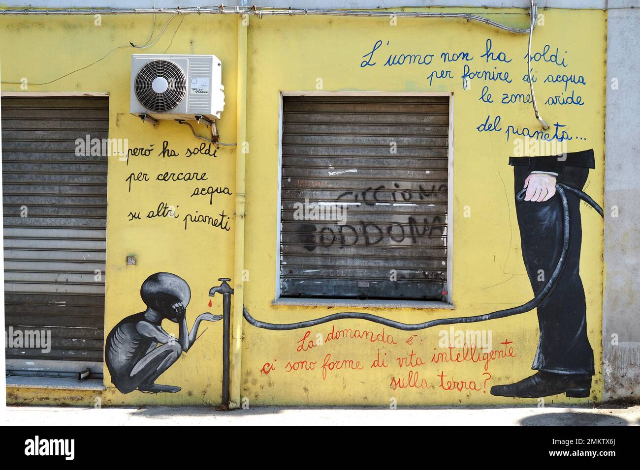 mural in the town of Orgosolo, Sardinia region, Italy. Orgosolo is ...