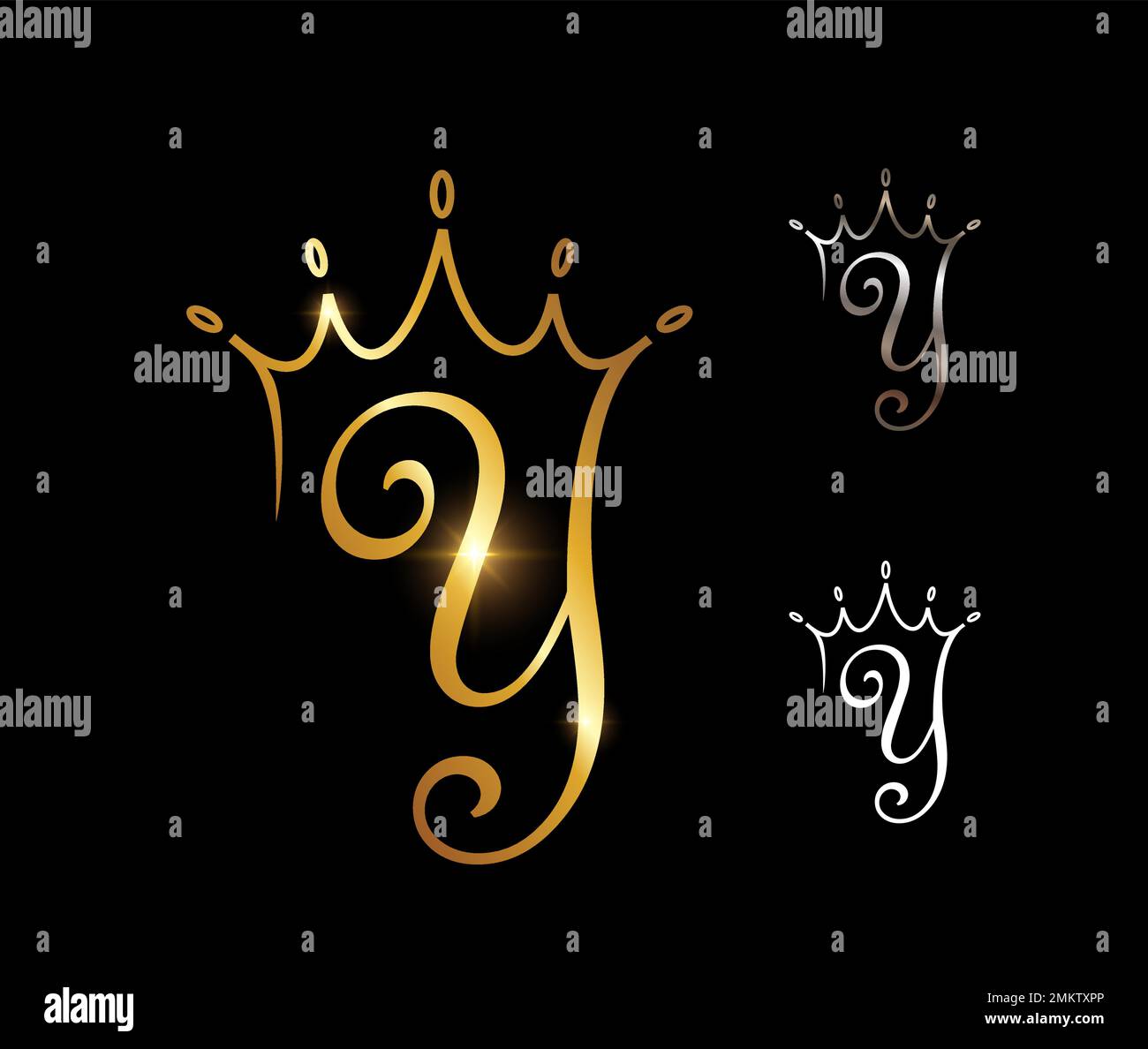A vector illustration set of Golden Monogram Crown Initial Letter Y ...