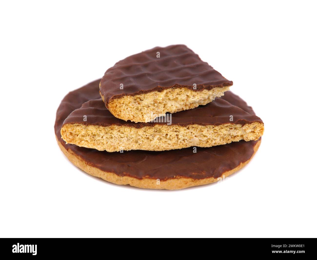 Chocolate covered biscuits isolated on white background Stock Photo - Alamy