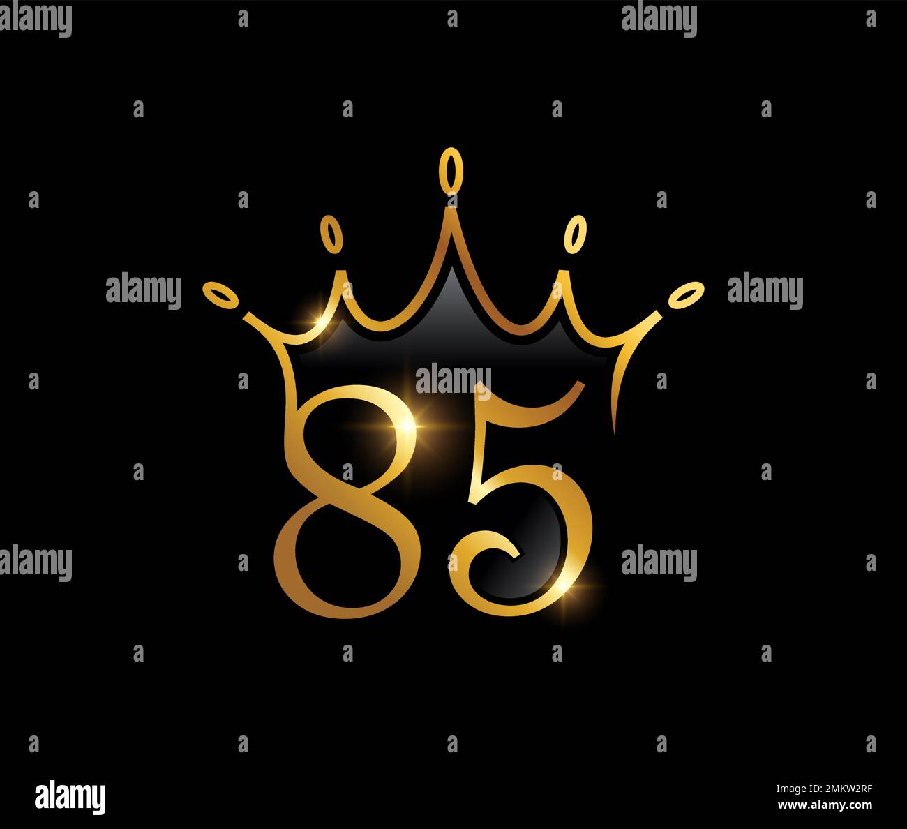 A vector illustration set of Golden Luxury Crown Monogram Number 85 ...