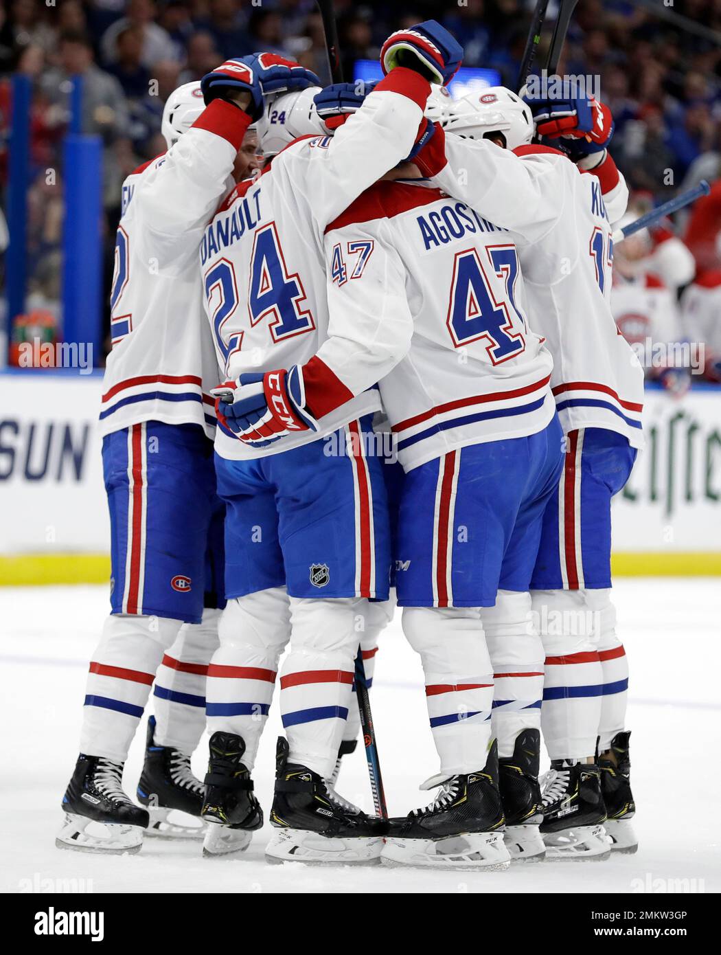 Montreal Canadiens left wing Kenny Agostino (47) celebrates with ...