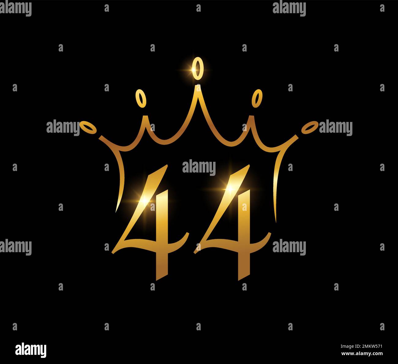 A vector illustration set of Golden Luxury Crown Monogram Number 44 ...
