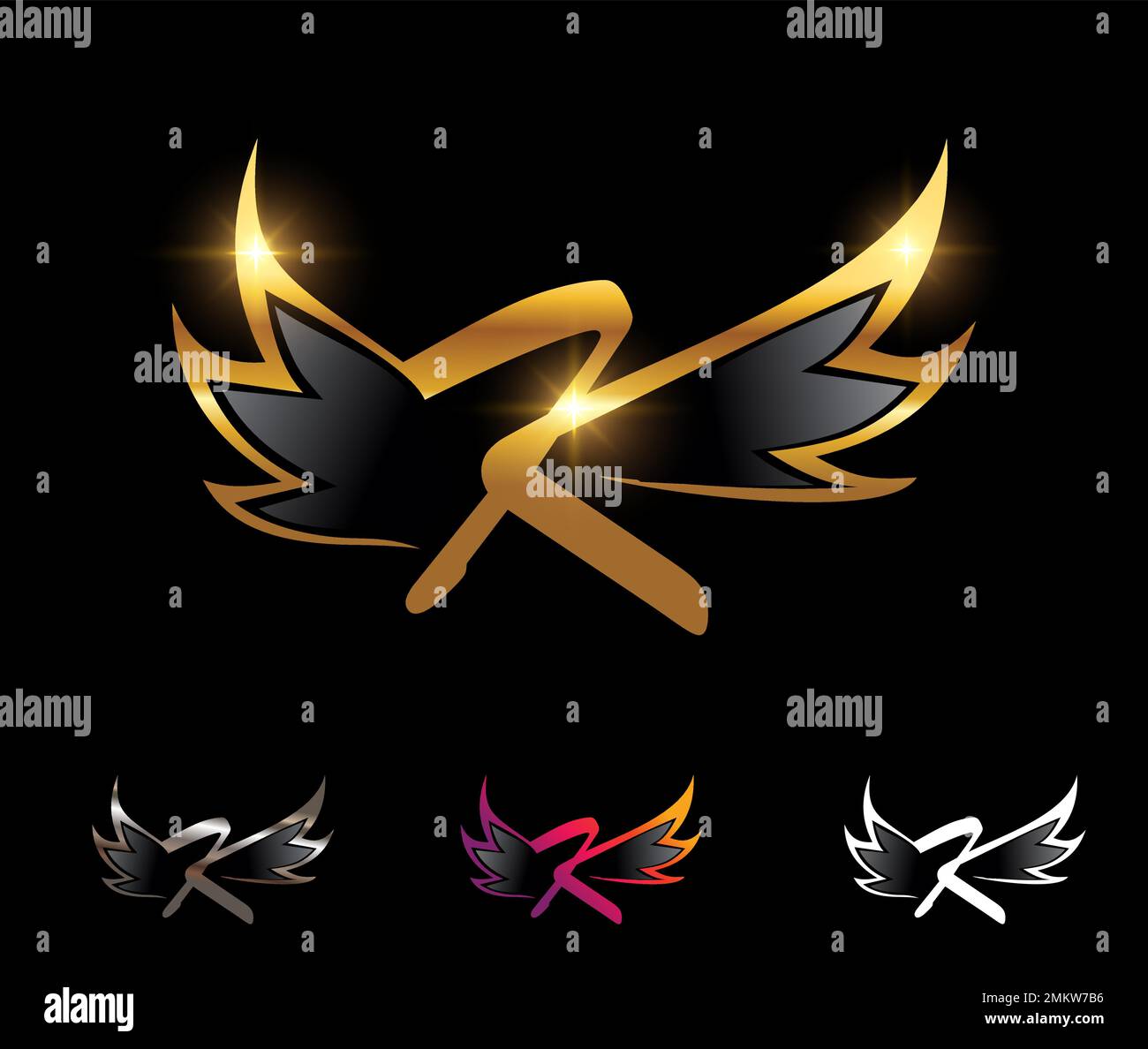 Vector Illustration of Golden Wings Monogram Logo Initial Letter K Stock Vector Image & Art - Alamy