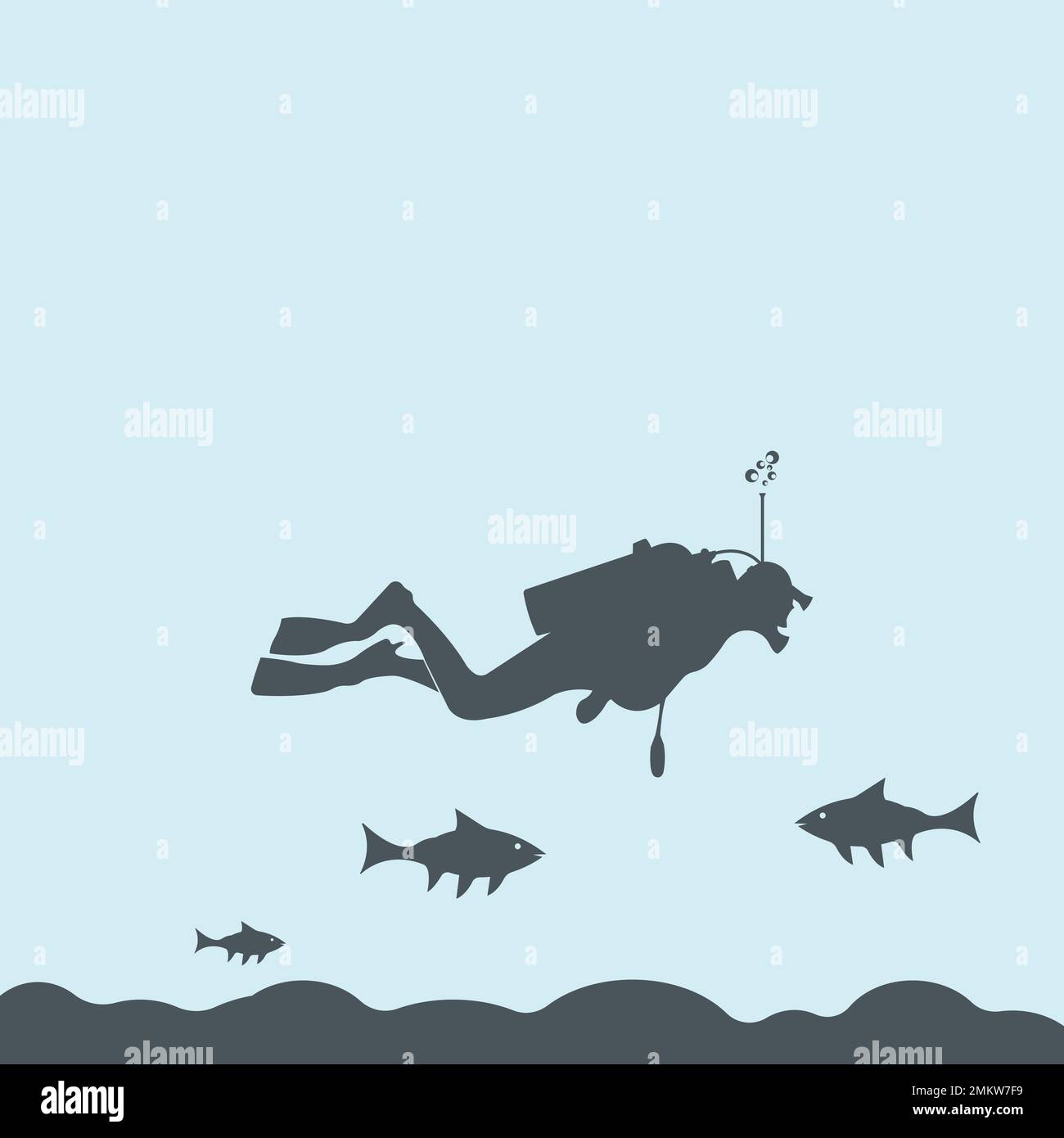diving icon on the seabed, vector illustration logo design Stock Vector ...