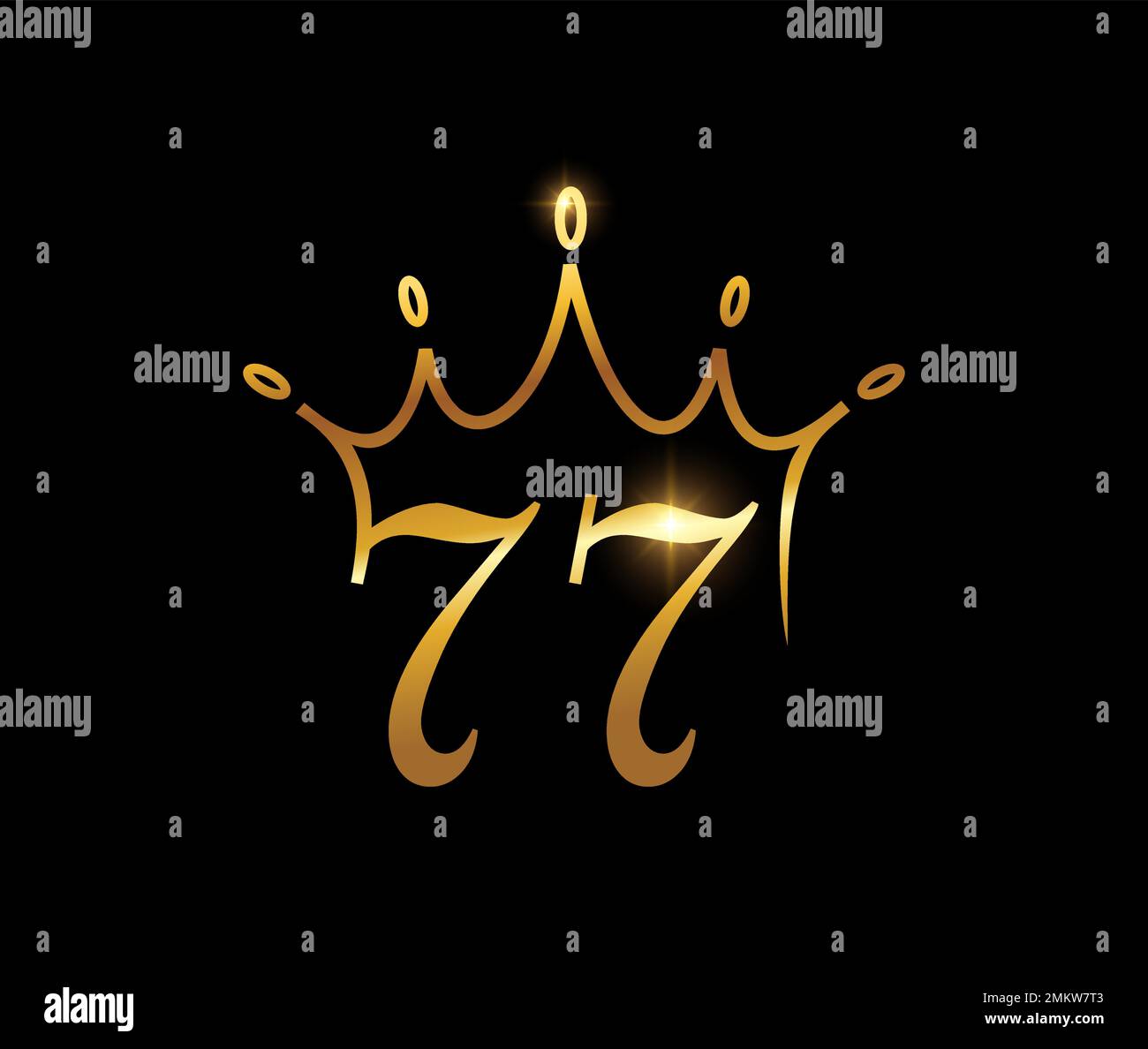 A vector illustration set of Golden Luxury Crown Monogram Number 77 ...
