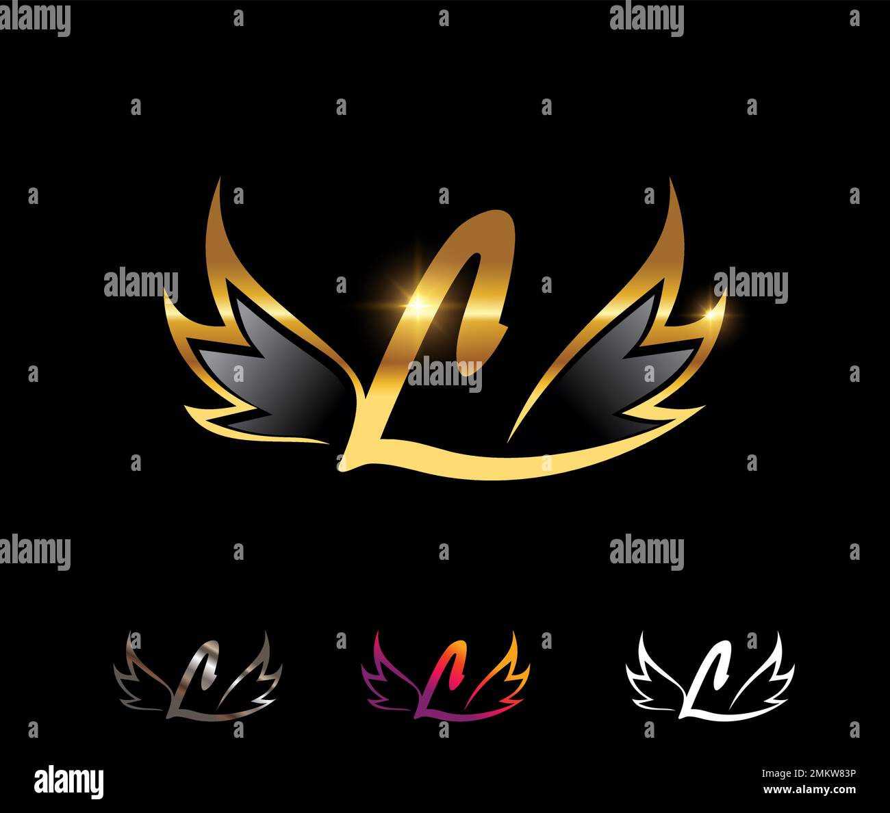 Golden Wings Monogram Logo Initial Letter L Stock Vector Image & Art - Alamy