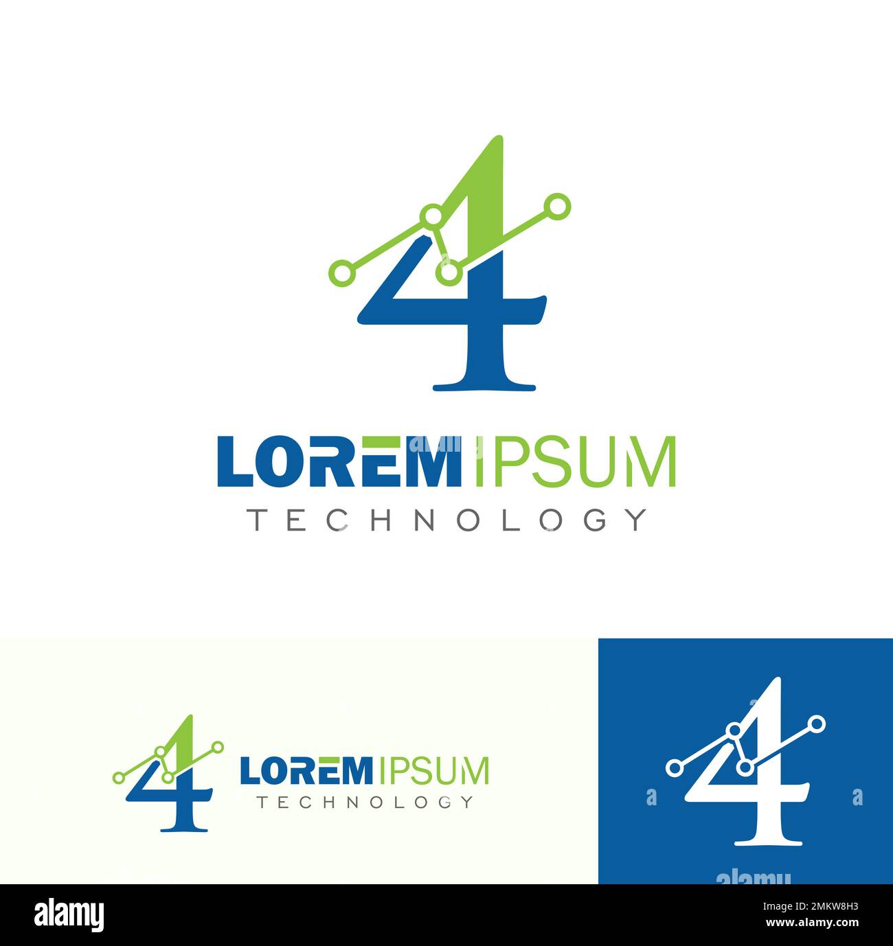 Vector Illustration of Technology Monogram Logo Initial Number 4 Stock ...