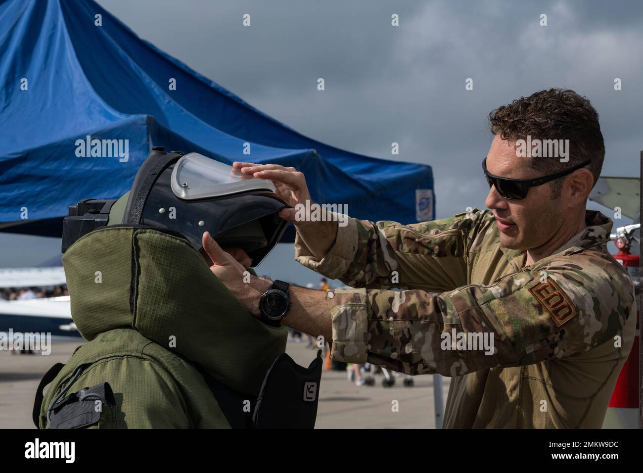 A U.S. Air Force Airman assigned to the 35th Civil Engineer Squadron ...