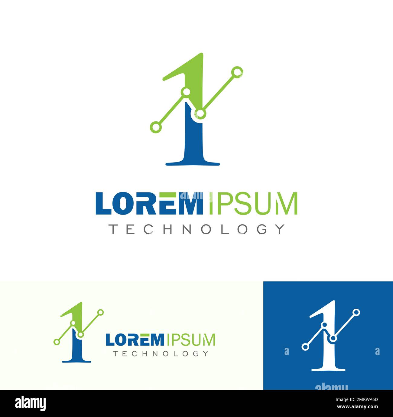 Vector Illustration of Technology Monogram Logo Initial Number 1 Stock ...