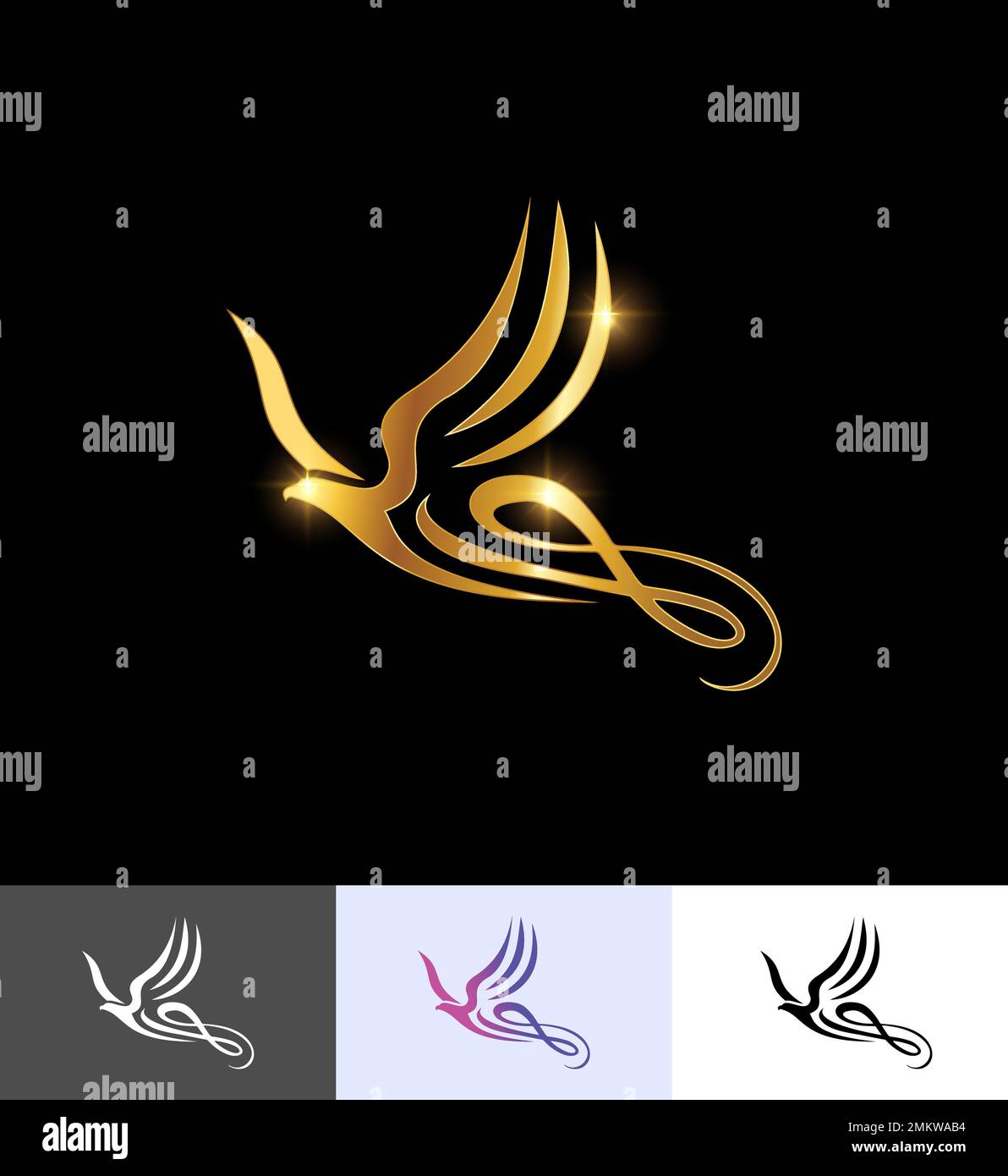 A vector illustration set of Golden Eagle Bird Logo Sign Stock Vector ...