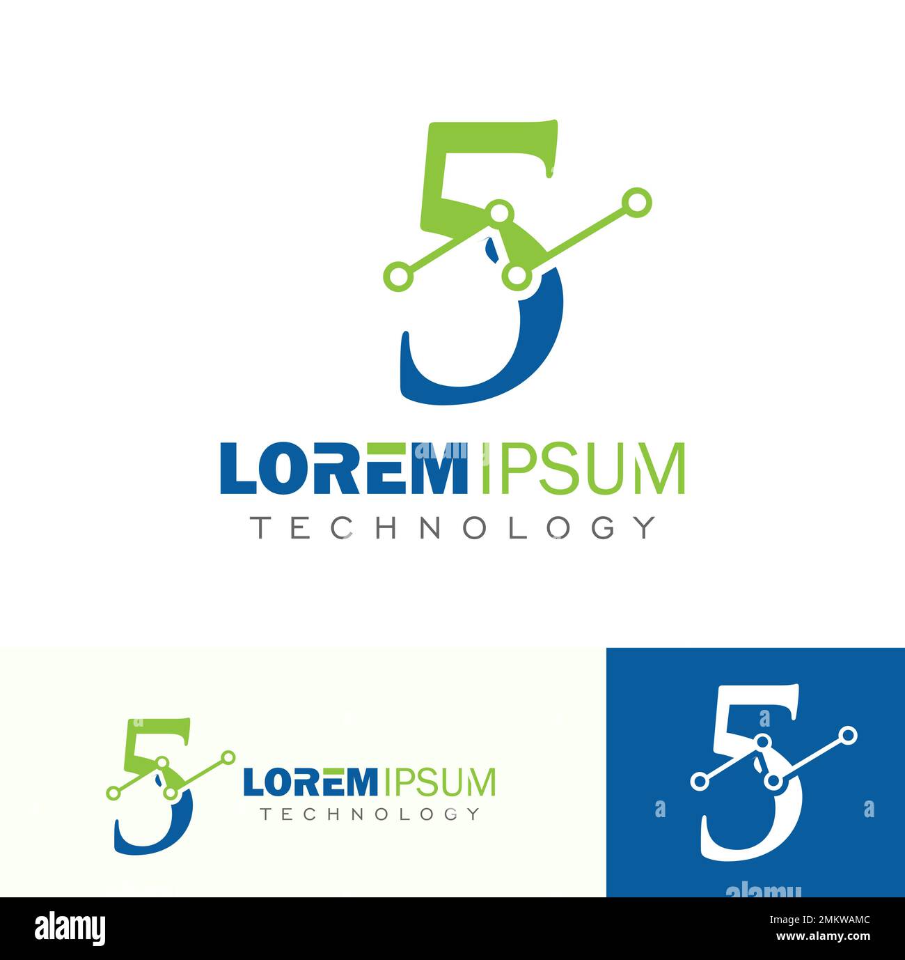 Vector Illustration of Technology Monogram Logo Initial Number 5 Stock ...