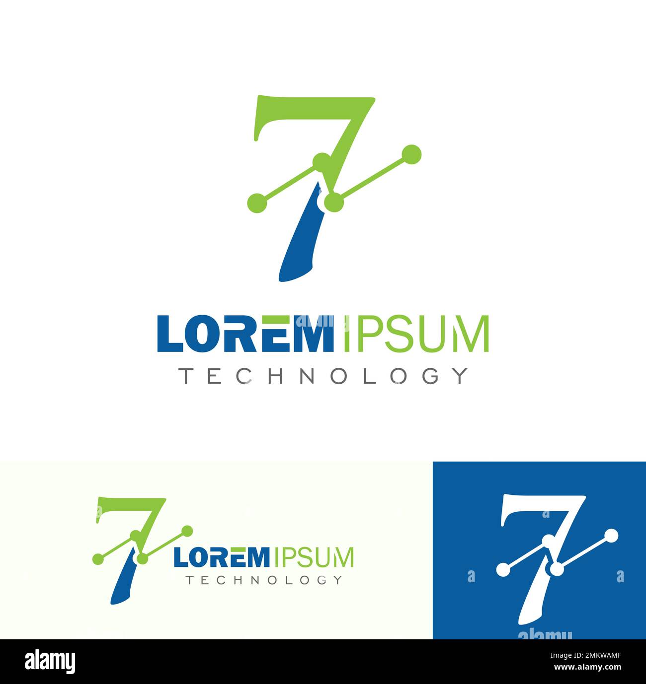 Vector Illustration of Technology Monogram Logo Initial Number 7 Stock ...